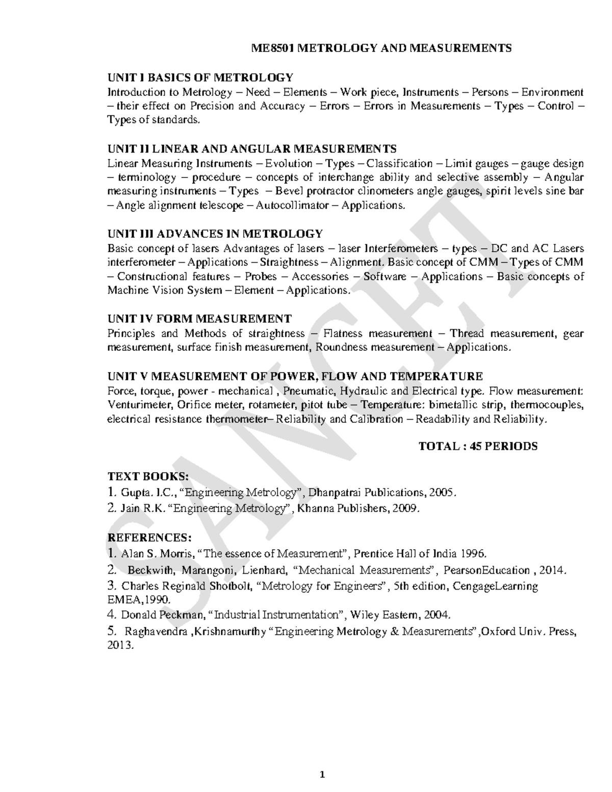 ME8501- Metrology AND Measurements-141897754-ME8501- Metrology AND Measurements- QB - 1 ME8501 ...