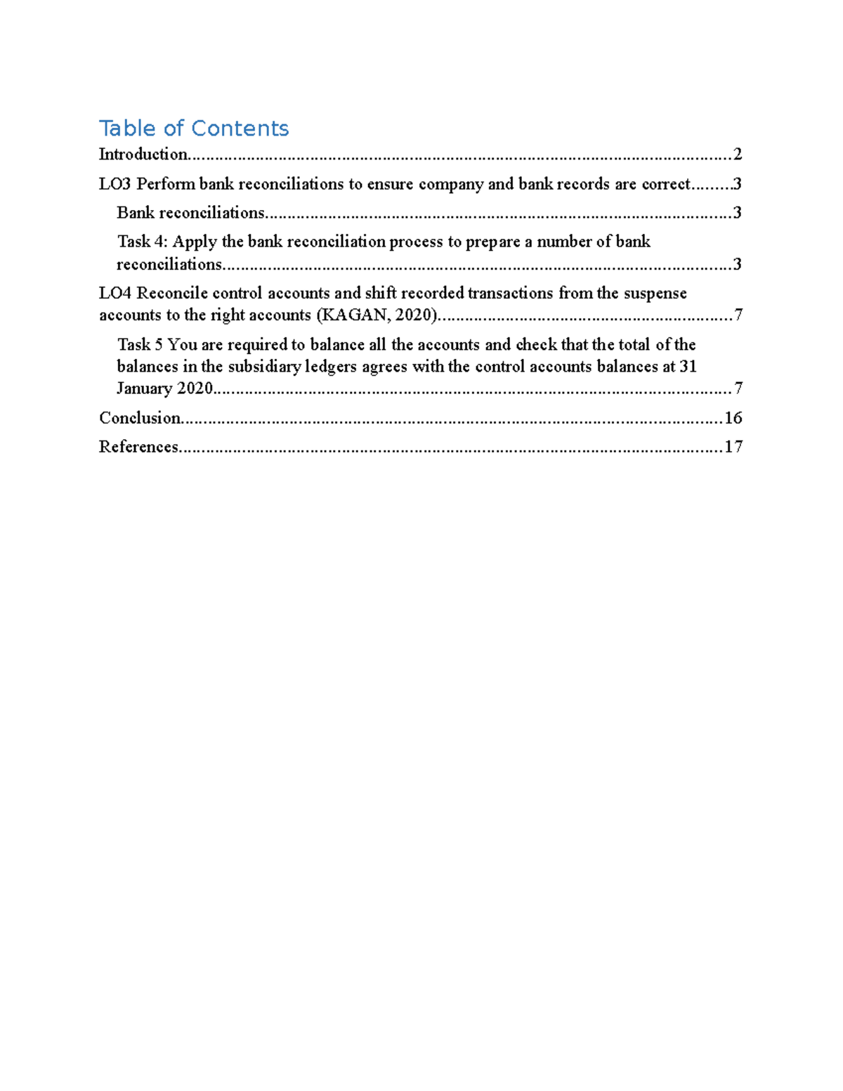 Finance Accounting 2020 - Table of Contents - Studocu