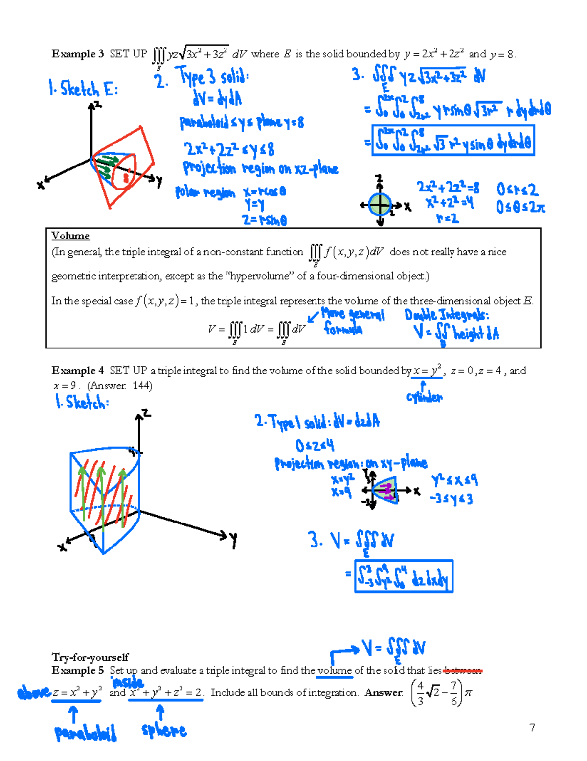 Geometric Interpretation of triple integrals - 7 Example 3 SET UP 2 2 3 ...