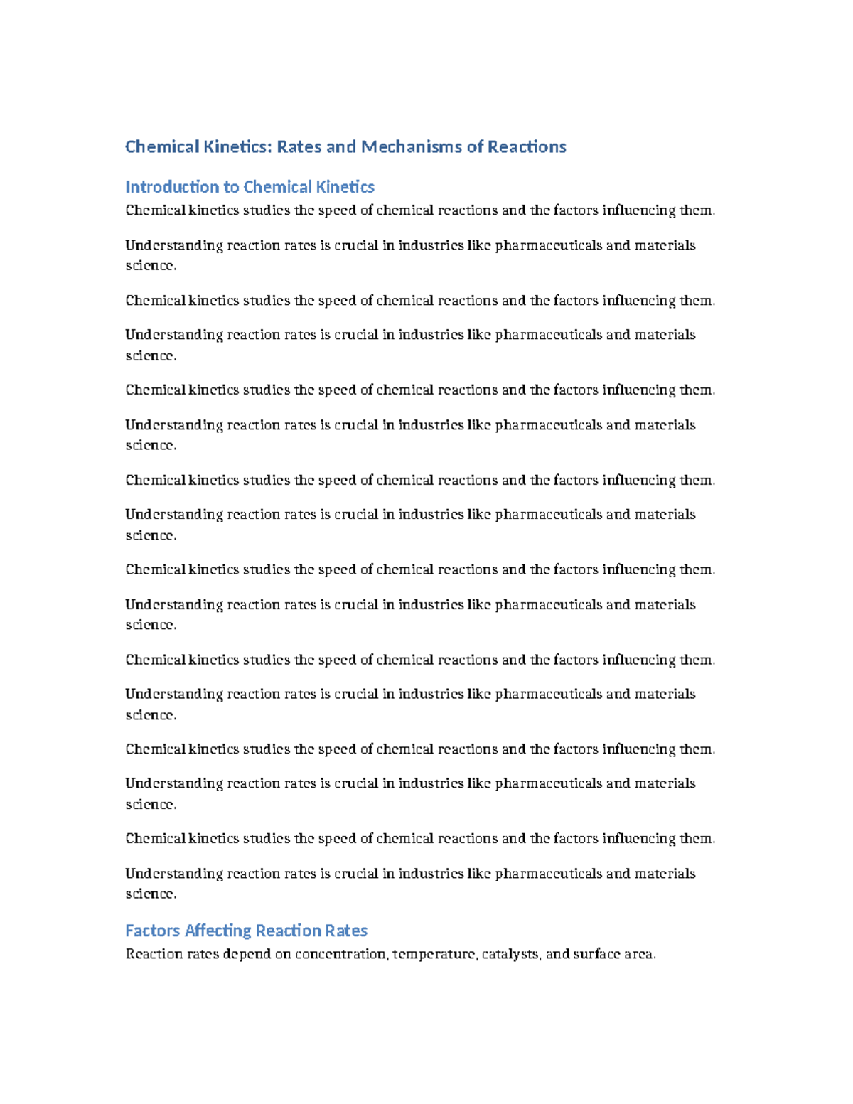 Chemical Kinetics Extended - Chemical Kinetics: Rates and Mechanisms of ...