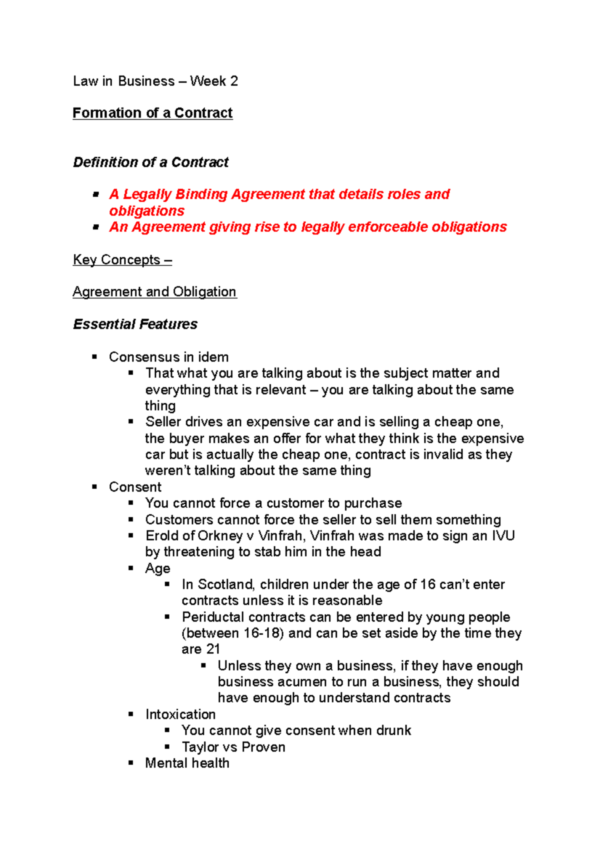 Formation of Contracts and Offers - Law in Business – Week 2 Formation ...