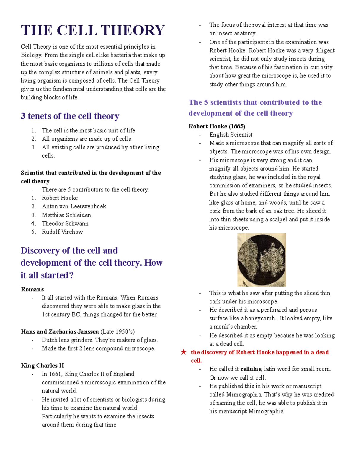 GEN BIO Module 1 Notes - THE CELL THEORY Cell Theory is one of the most ...