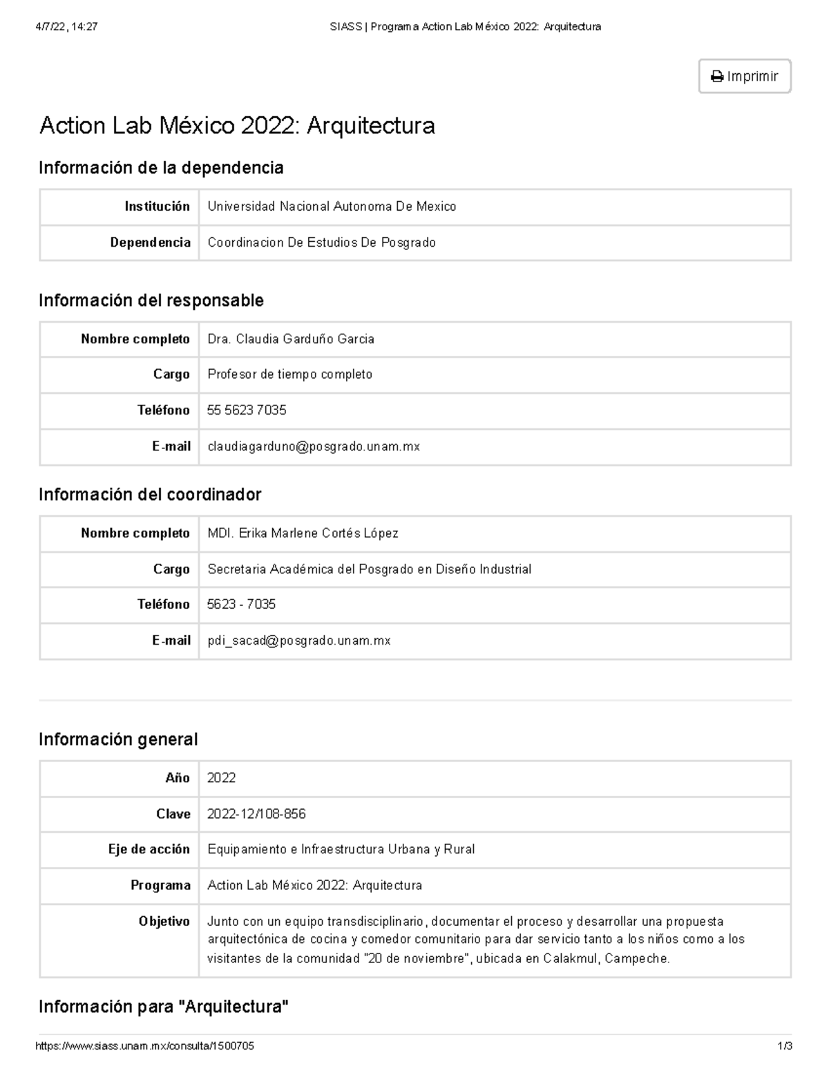 Siass Programa Action Lab México 2022 Arquitectura - 4/7/22, 14:27 SIASS | Programa Action Lab ...
