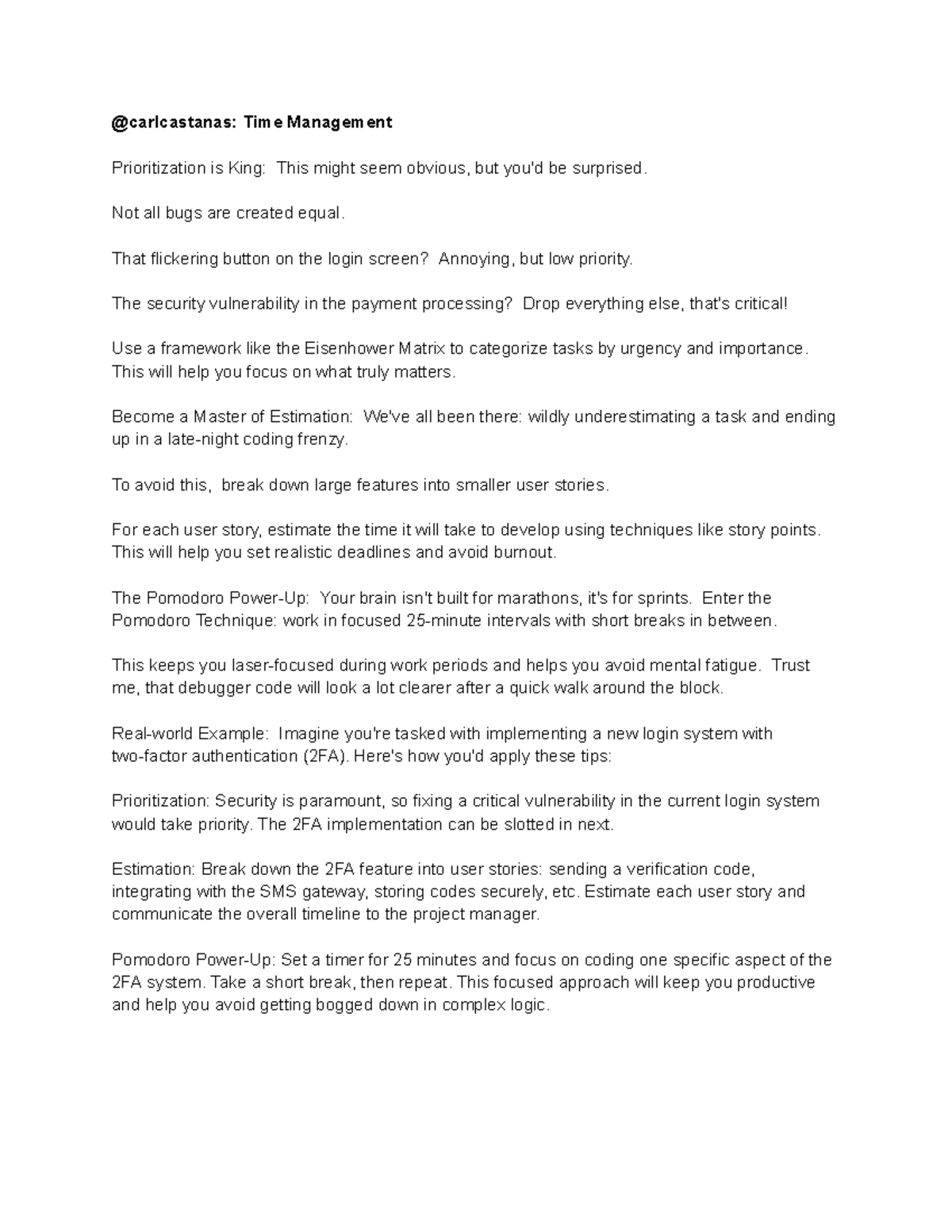 Time Management - @carlcastanas: Time Management Prioritization is King: This might seem obvious ...