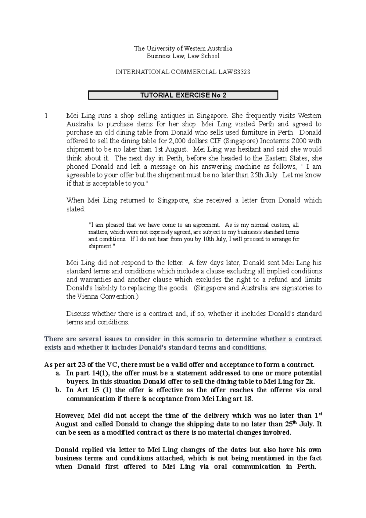 Tutorial 2 - Tute - The University of Western Australia Business Law ...