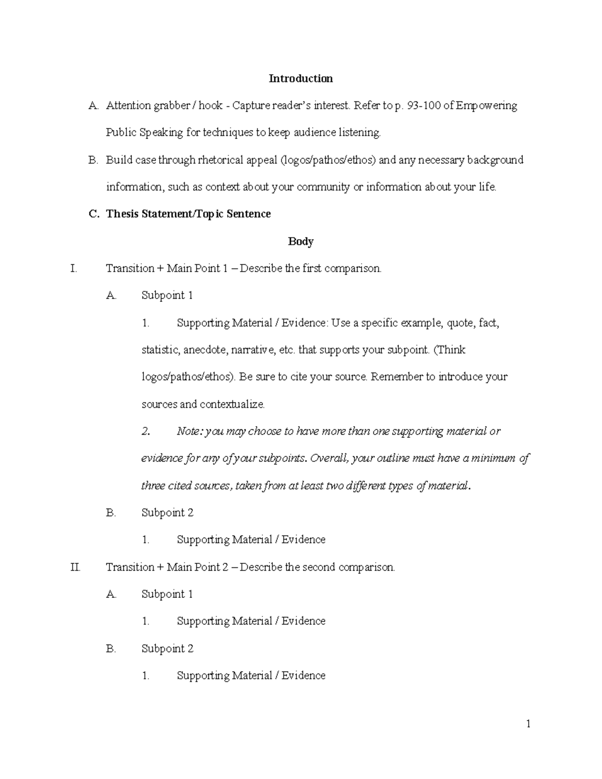 Outline Comparative Advantages Template - Introduction A. Attention ...