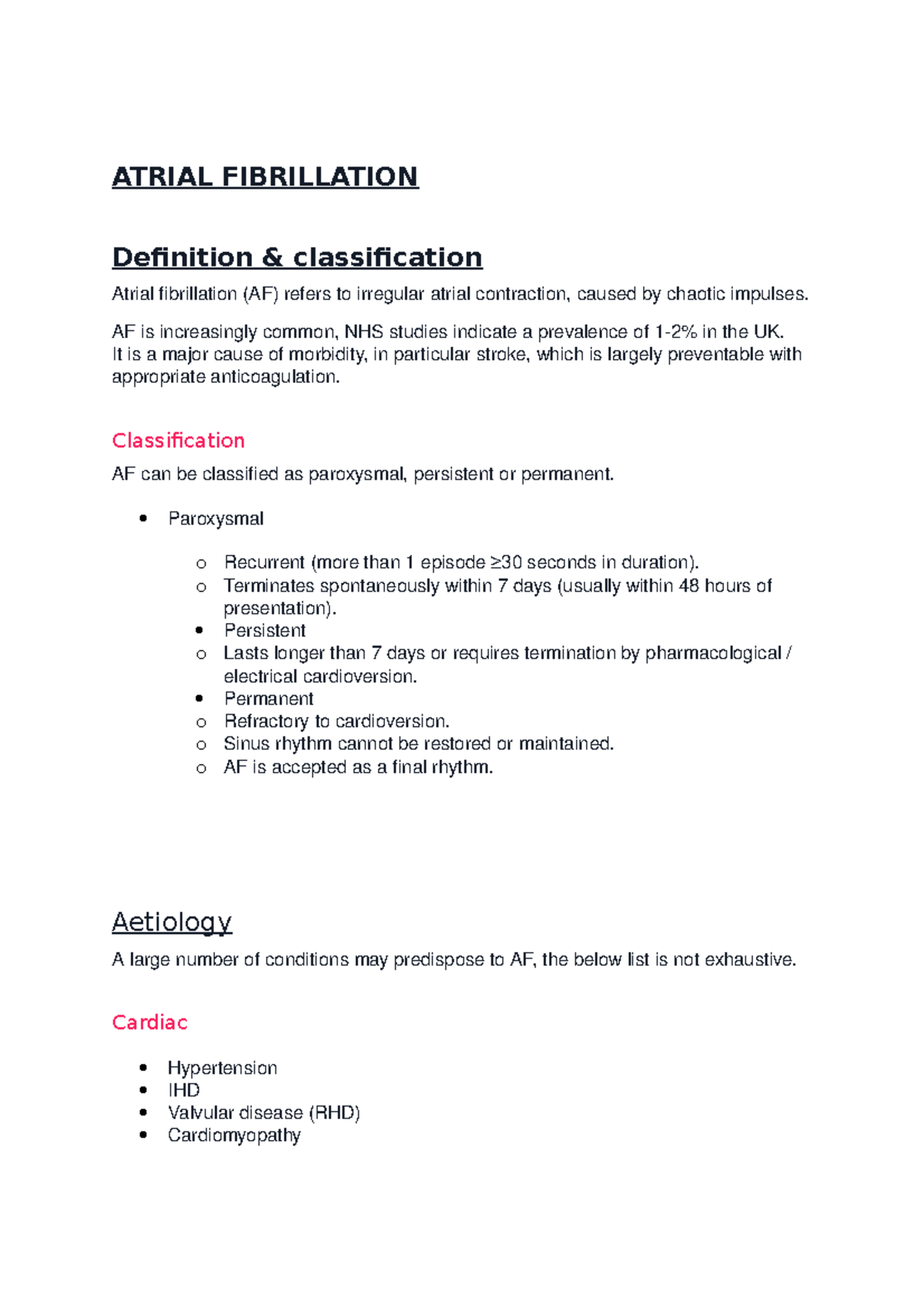 Atrial Fibrillation - ATRIAL FIBRILLATION Definition & classification ...