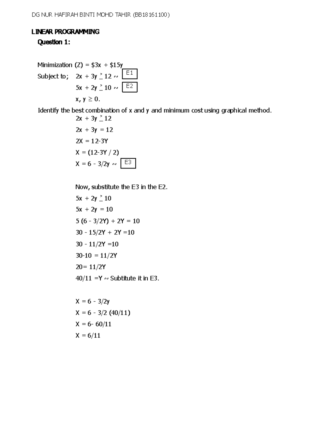 Tutorial 4 Operation Management - E E E DG NUR HAFIRAH BINTI MOHD TAHIR ...