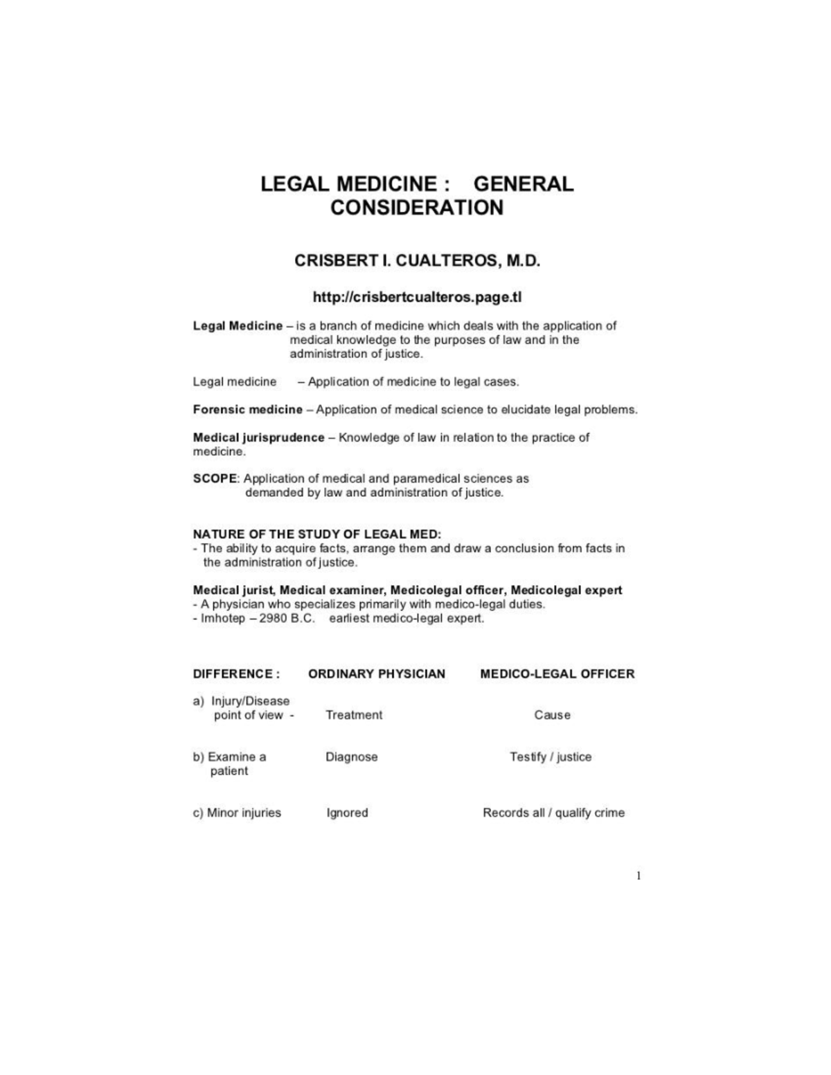 191124699-Legal-Medicine-Reviewer - Legal Technique - Studocu