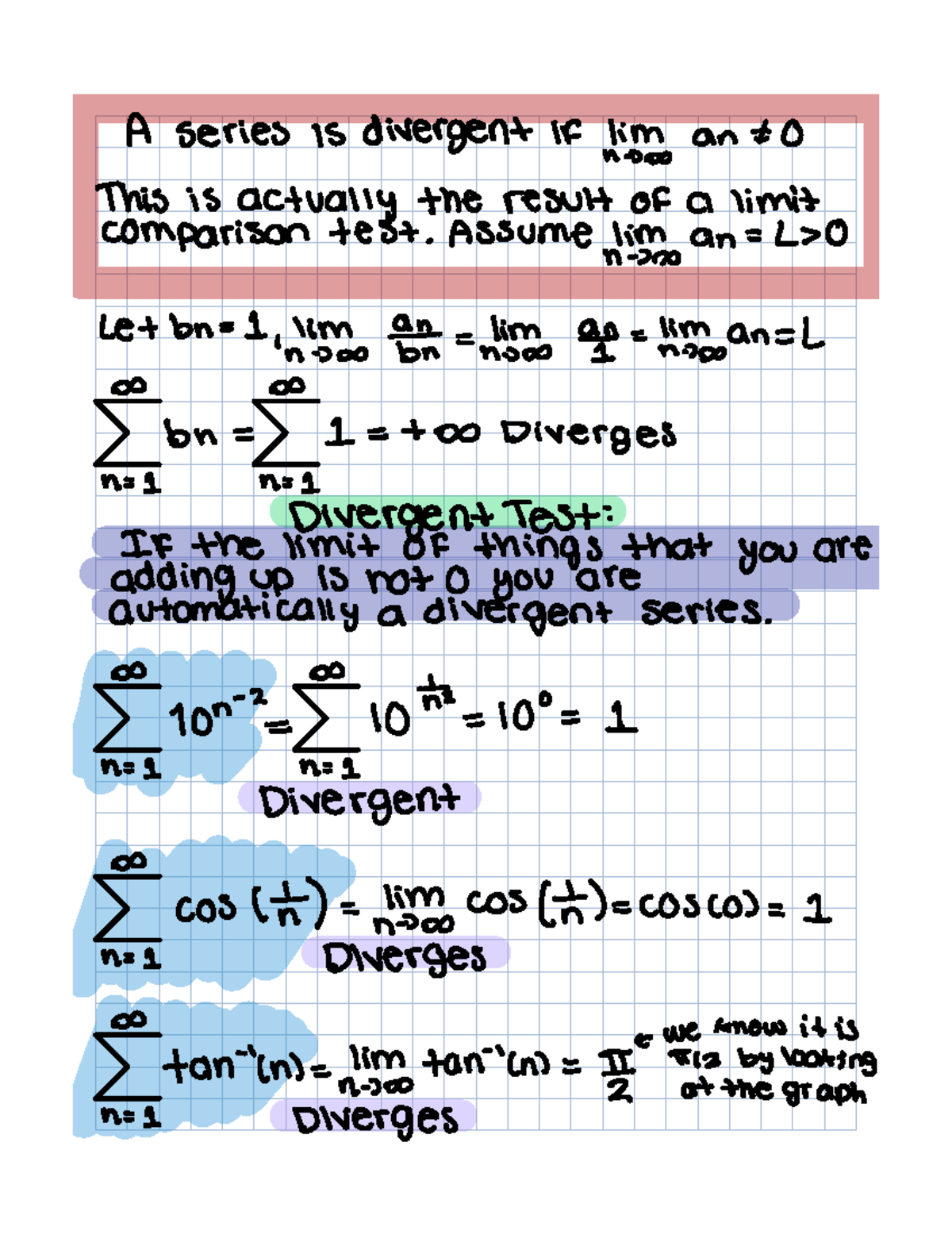 Divergence Test - Practice problems - A series is divergent if him an 0 ...