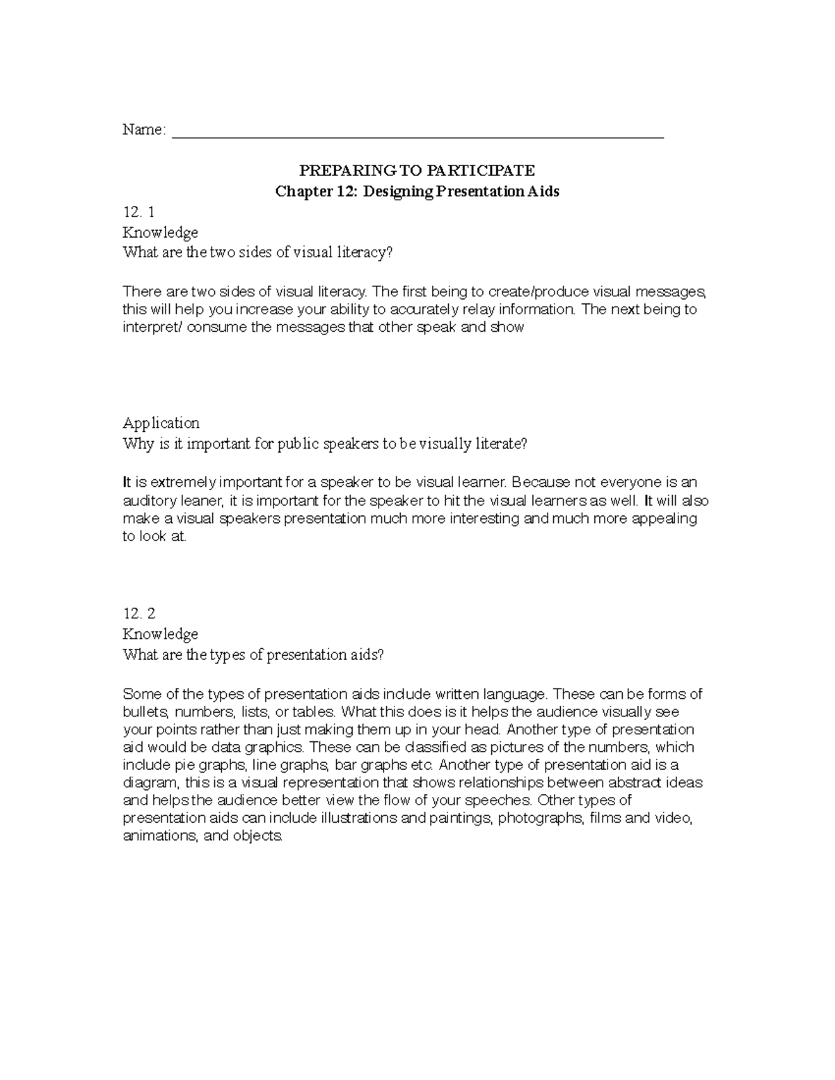 COM Chapter 12 - Lecture notes 12 - ! Name: ! PREPARING TO PARTICIPATE ...