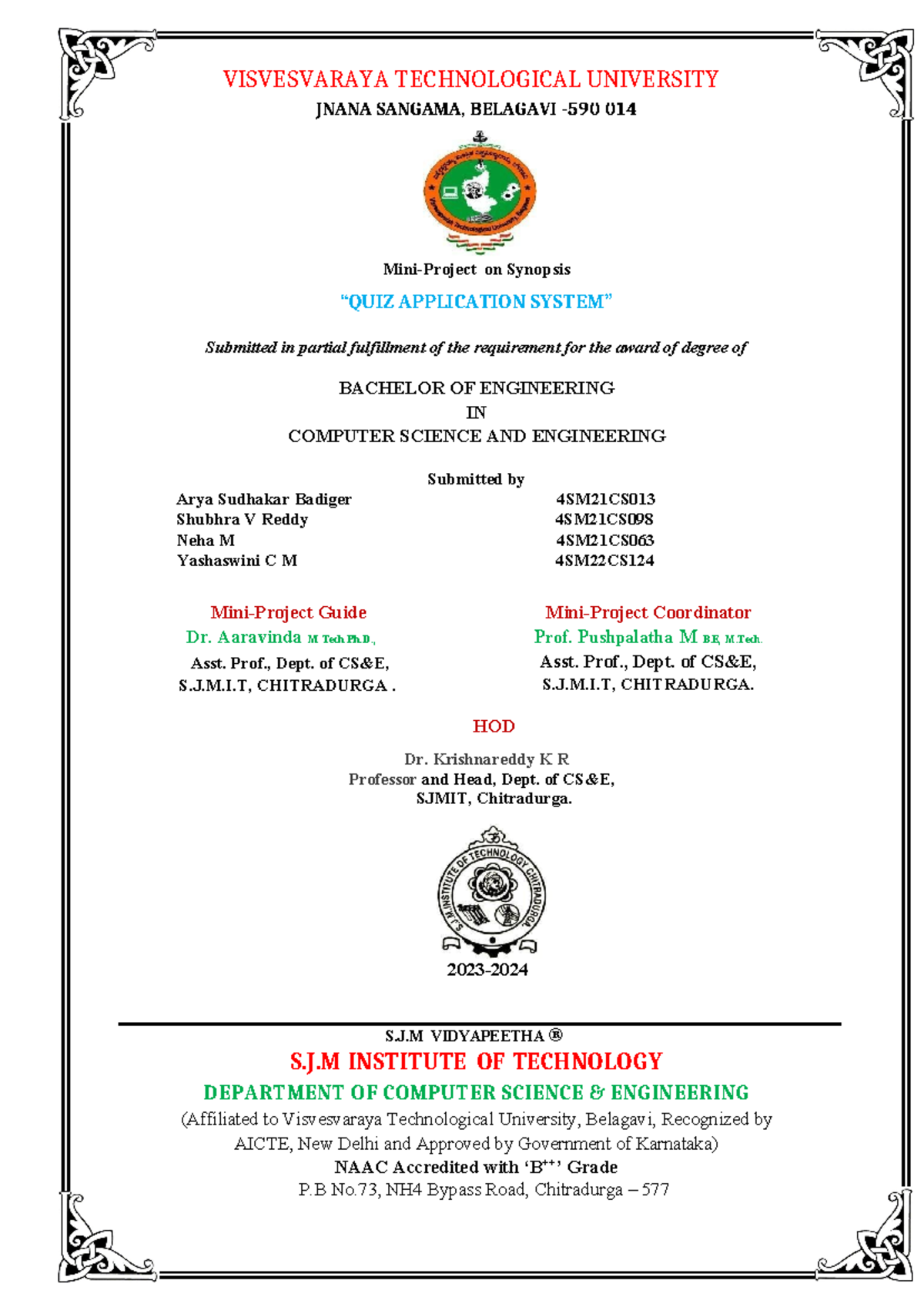 Synopsis of mini project in java of title quiz application system ...