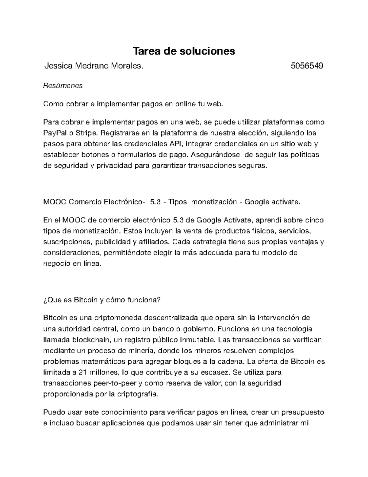 Asistencia de clase - Jjj - Tarea de soluciones Jessica Medrano Morales ...