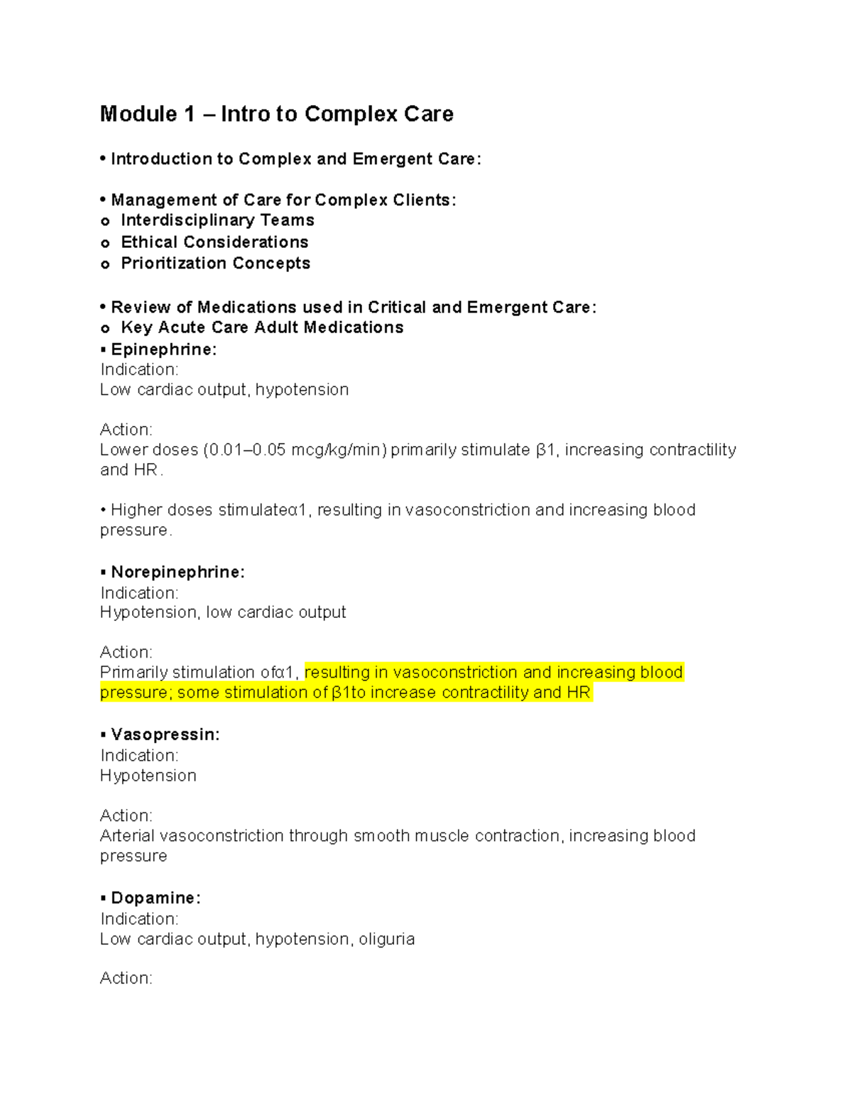 Exam1 - exam 1 notes - Module 1 – Intro to Complex Care Introduction to ...