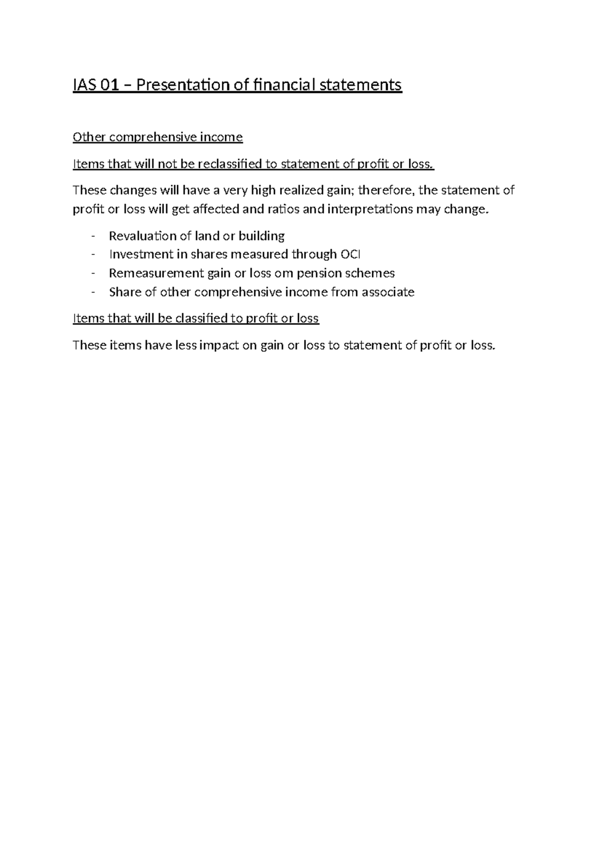 IAS 01 - Notes - IAS 01 – Presentation of financial statements Other ...