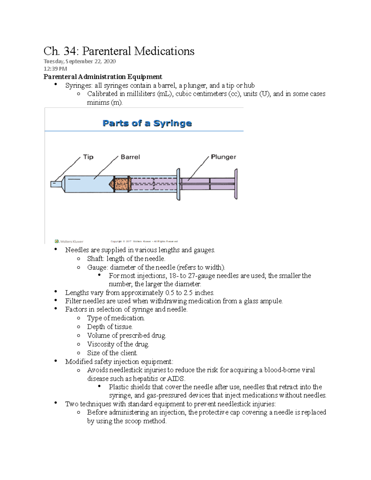 Parenteral Medications - Ch. 34: Parenteral Medications Tuesday ...