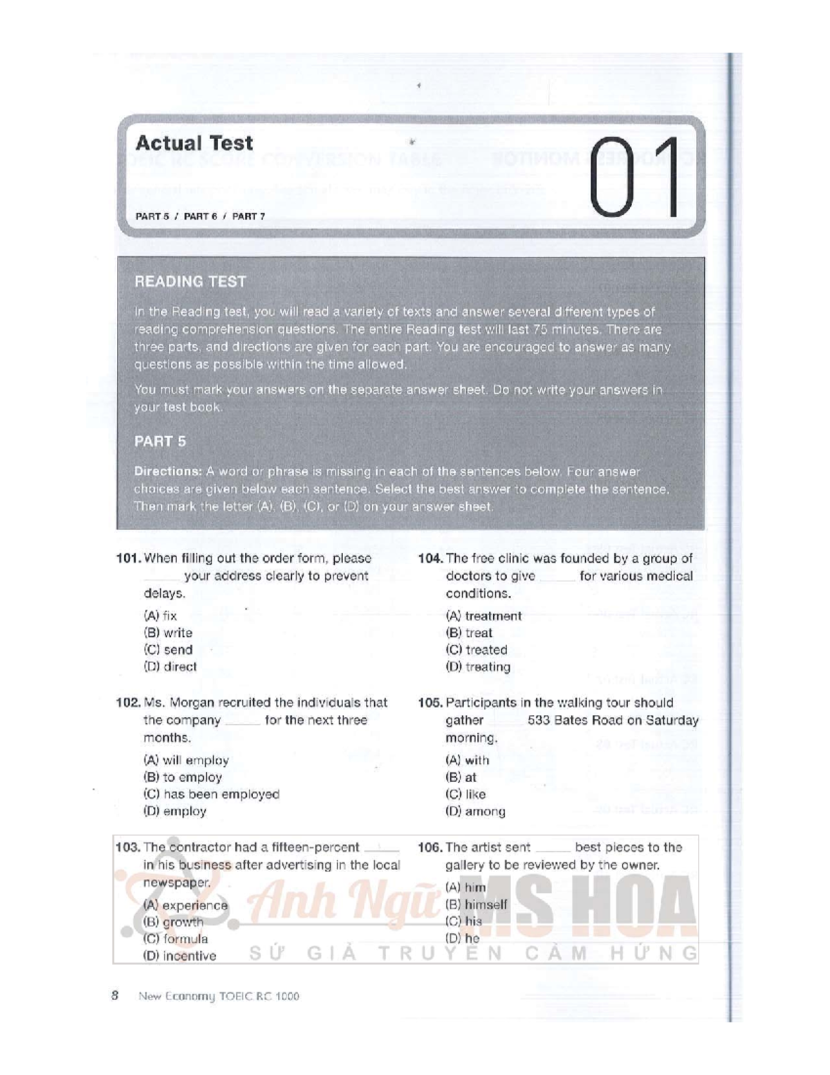 Toeic RC test 1 - To improve learners' reading skill - Corporate Law ...