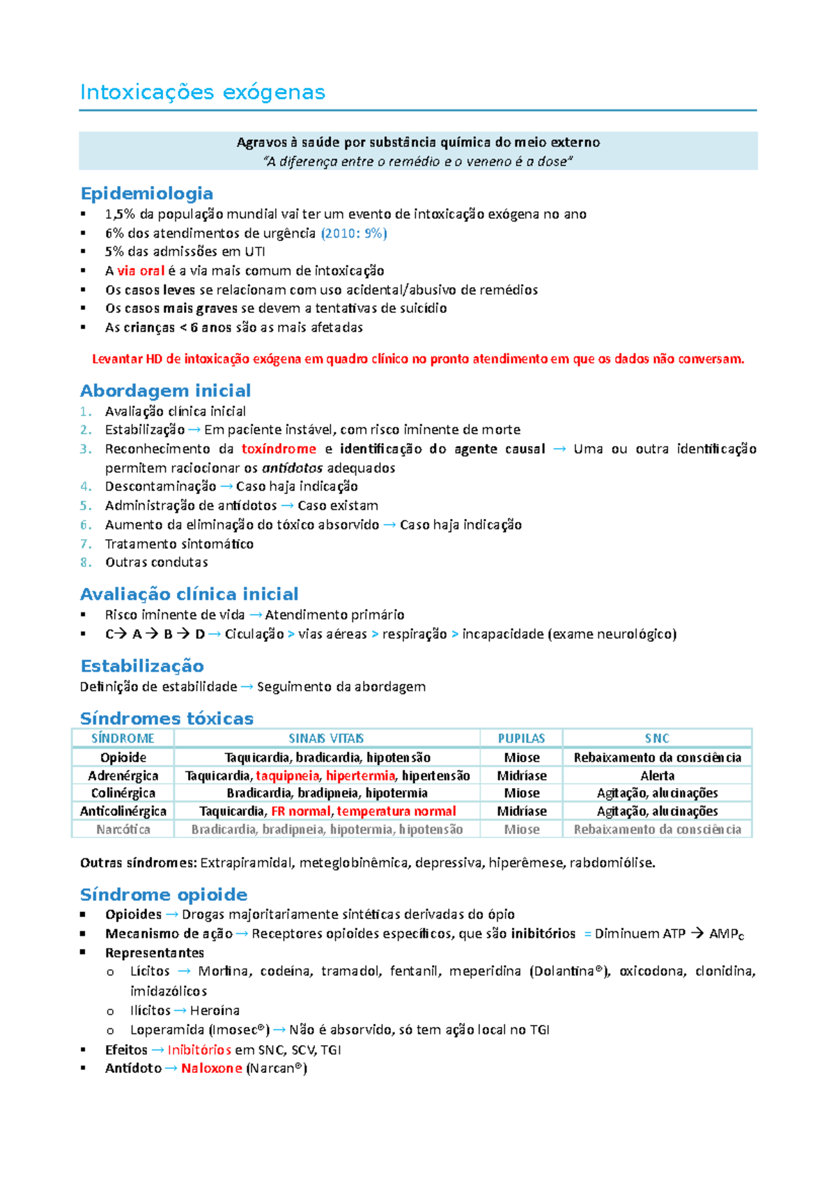 Aula 2 - Intoxicações exógenas - Agravos por do meio externo entre o e ...