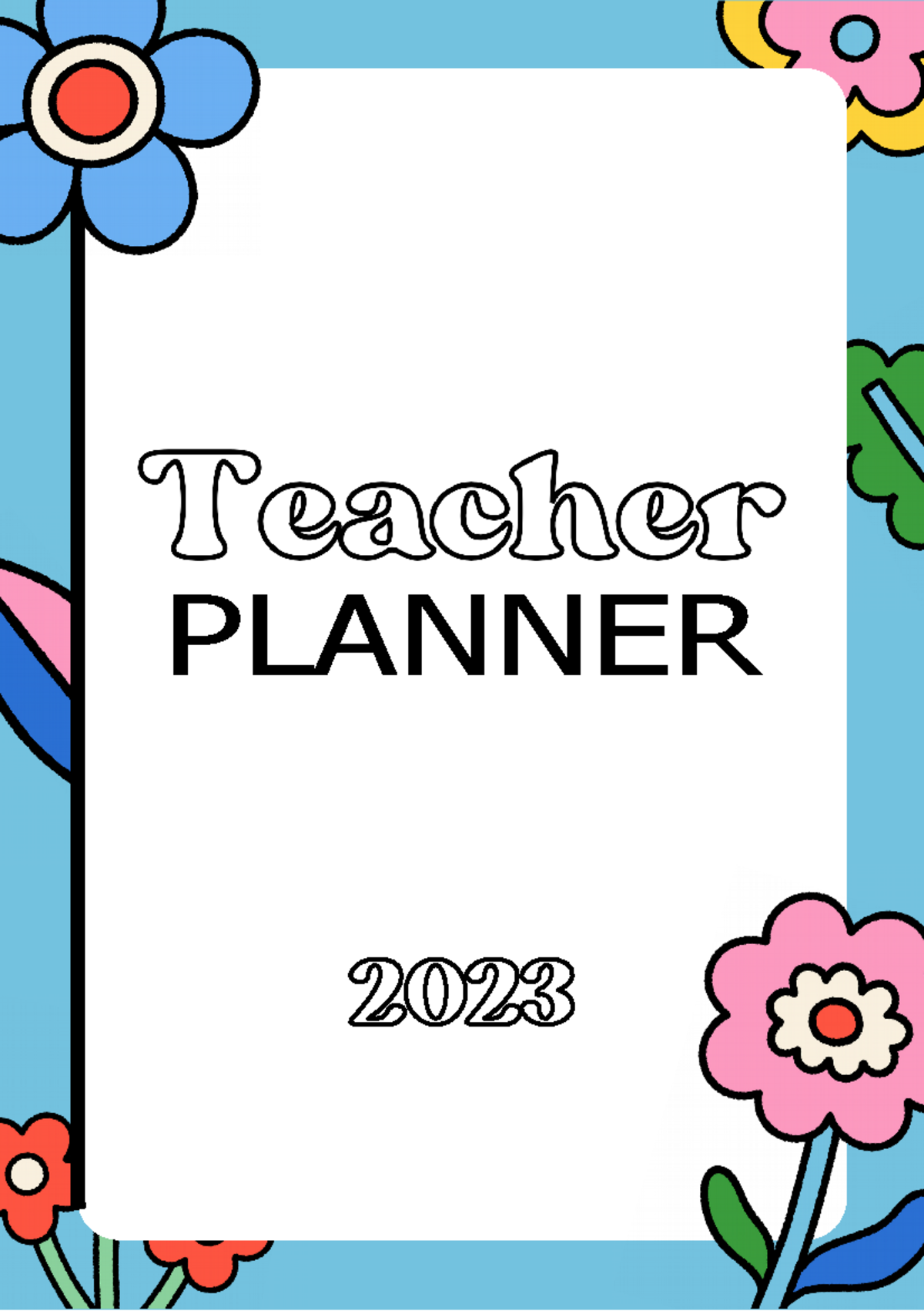 Colorful Pop Retro Flowers 2023 Teacher Planner - PLANNER PERSONAL ...