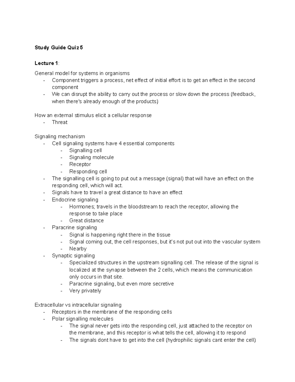 Systems - Lecture notes 1-5 - Study Guide Quiz 5 Lecture 1 : General ...