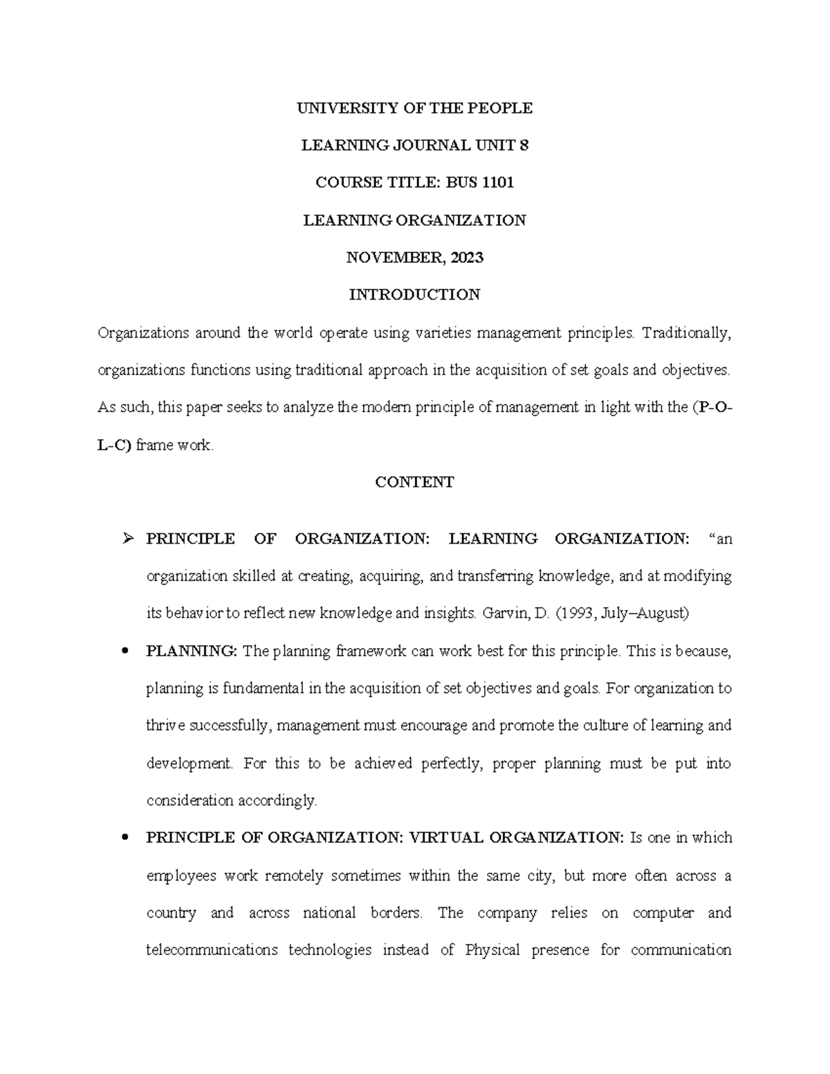 Learning Journal UNIT 8 x.docx LTS - UNIVERSITY OF THE PEOPLE LEARNING ...