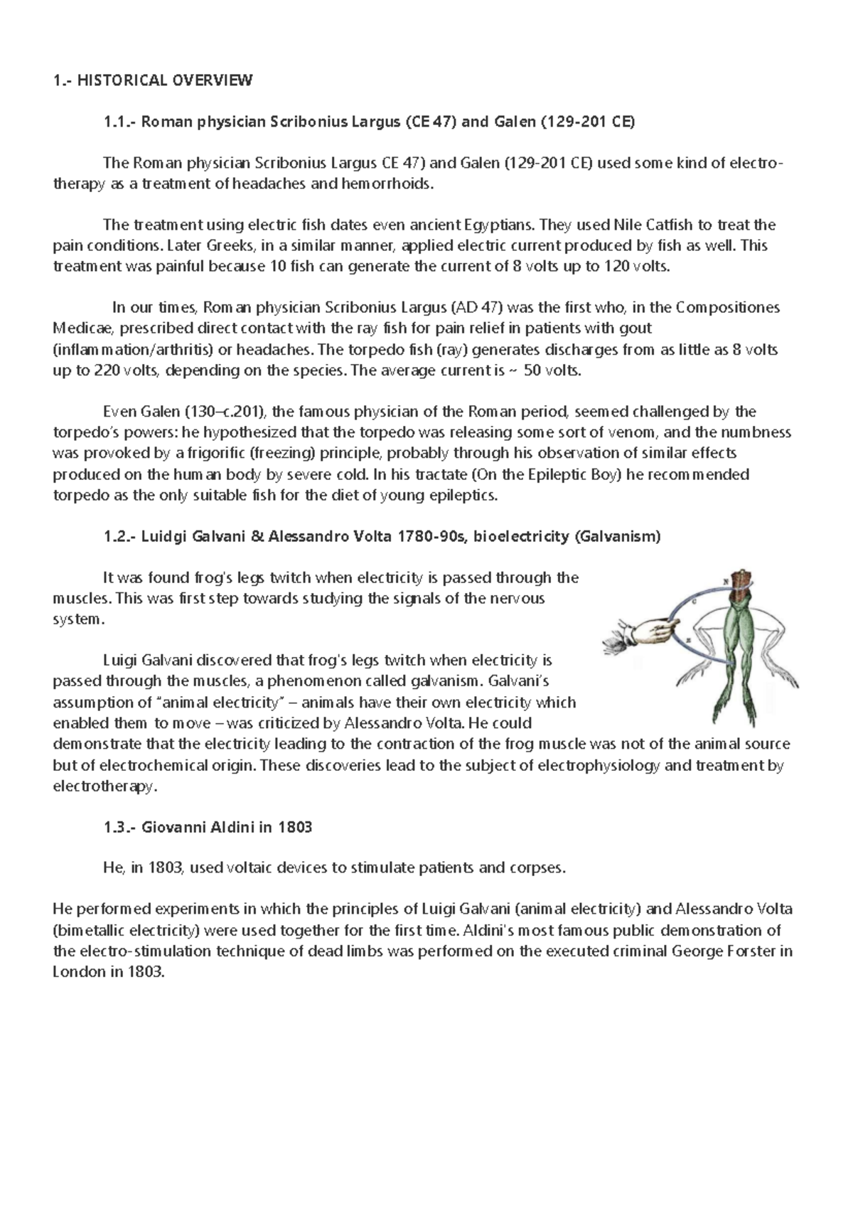 Stimulation cérébrale - 1.- HISTORICAL OVERVIEW 1.- Roman physician ...