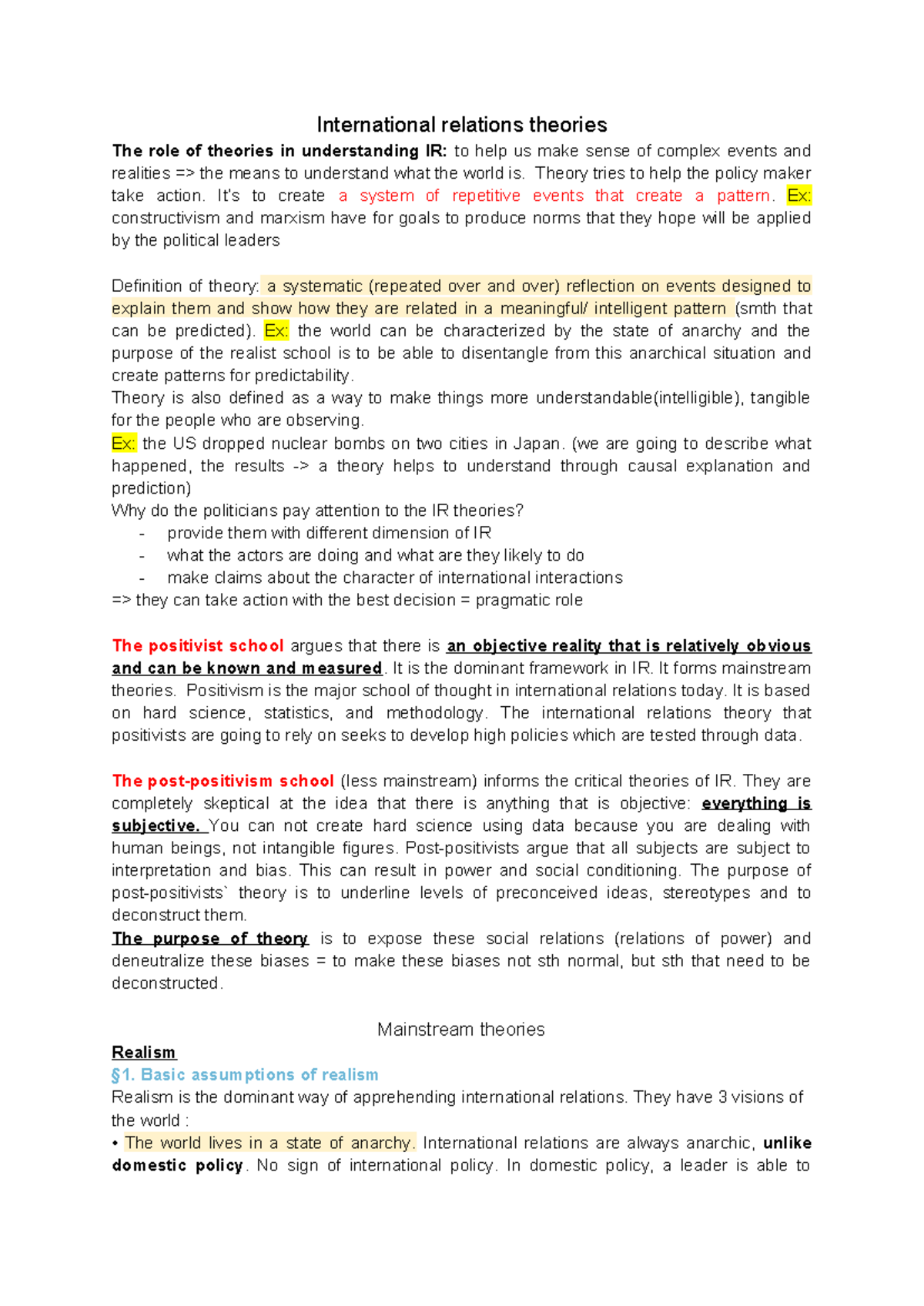 International Relation's theories - International relations theories ...