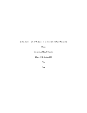 331L Pre-lab Experiment 1 - Experiment 1 Recrystallization of ...