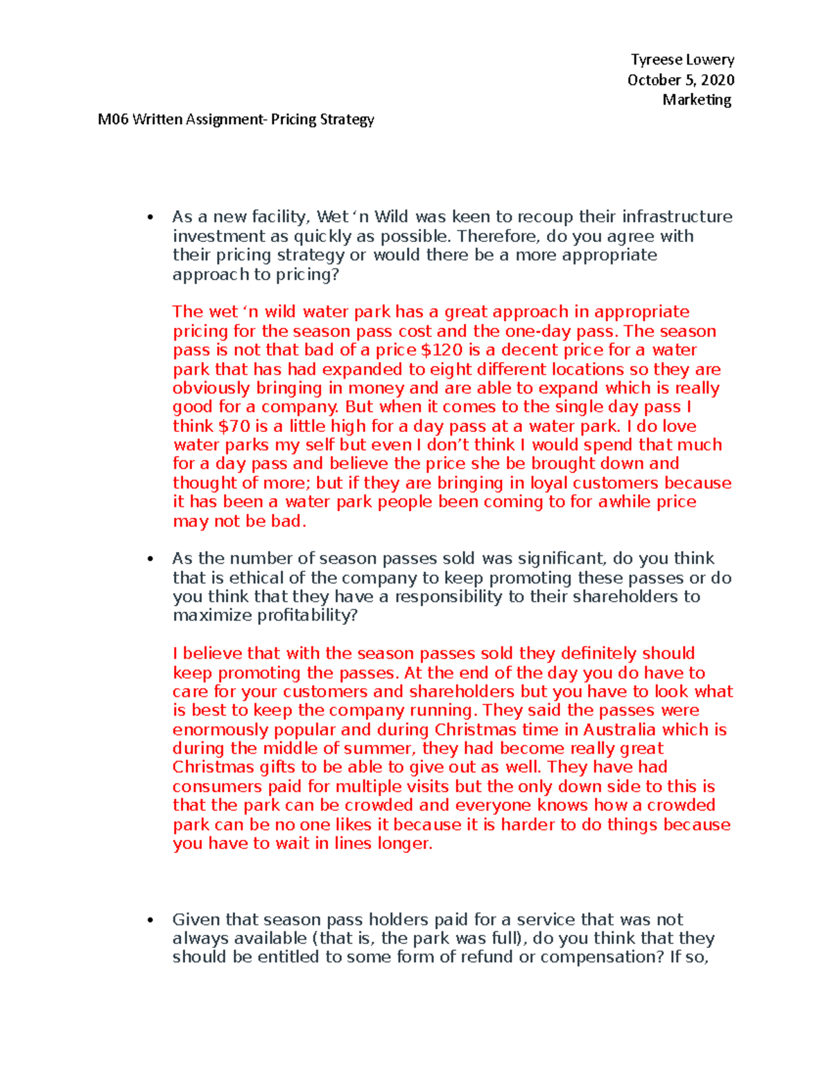 M06 Written Assignment - Tyreese Lowery October 5, 2020 Marketing M06 ...