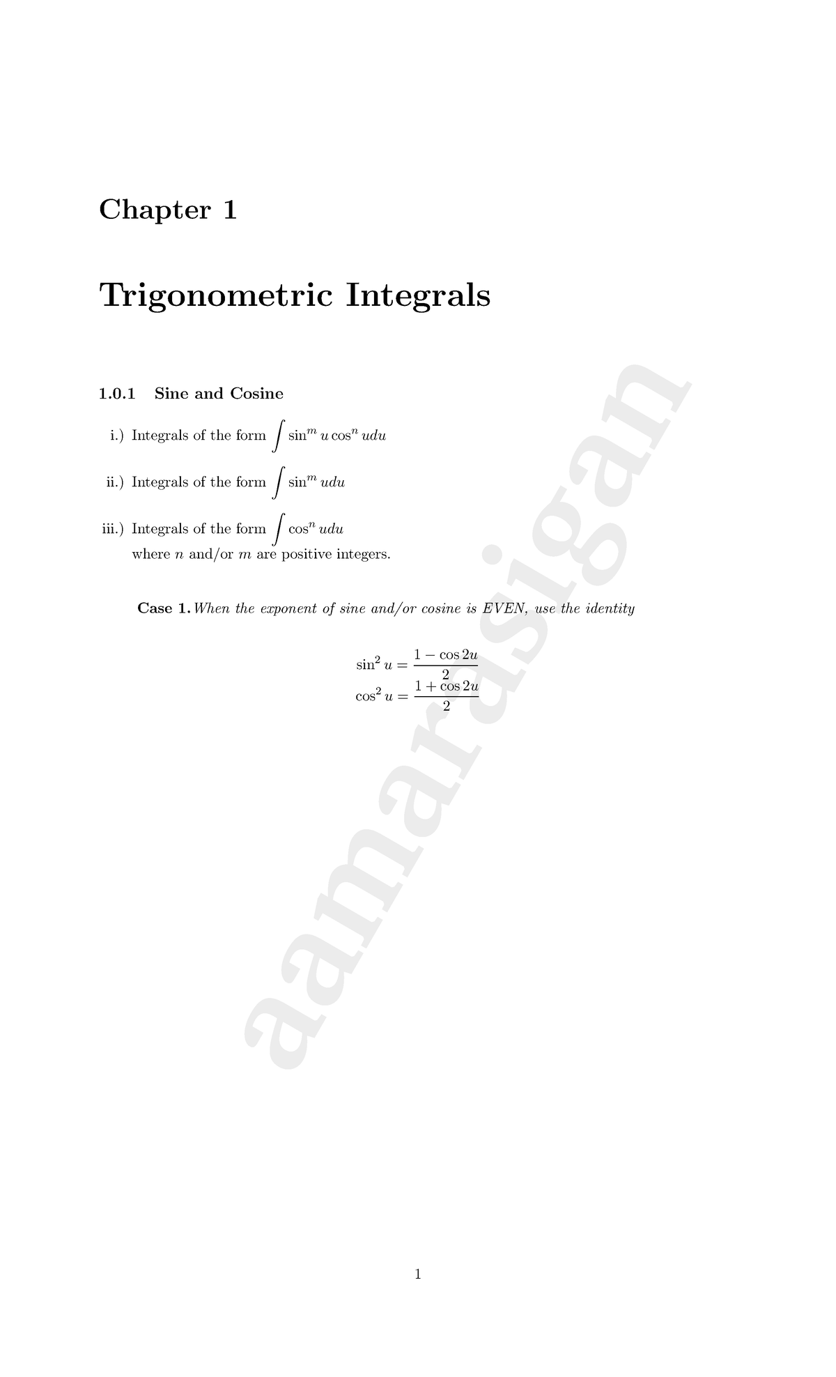 2 Math 402 Lecture Trigonometric Integrals Solvable Groups - aamarasigan Chapter 1 Trigonometric ...