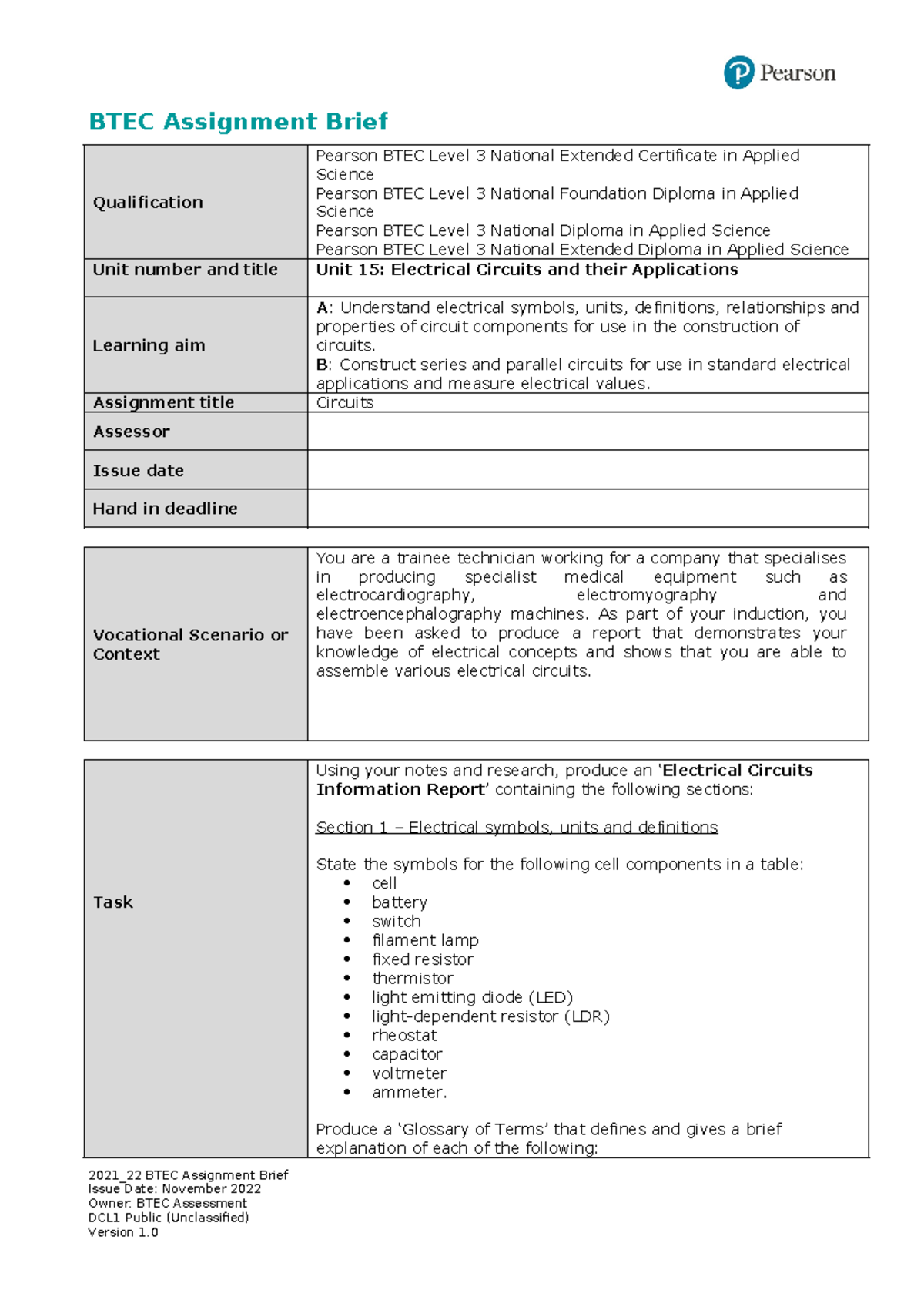 Unit 15 Assignment 1 2024 Student - BTEC Assignment Brief Qualification ...