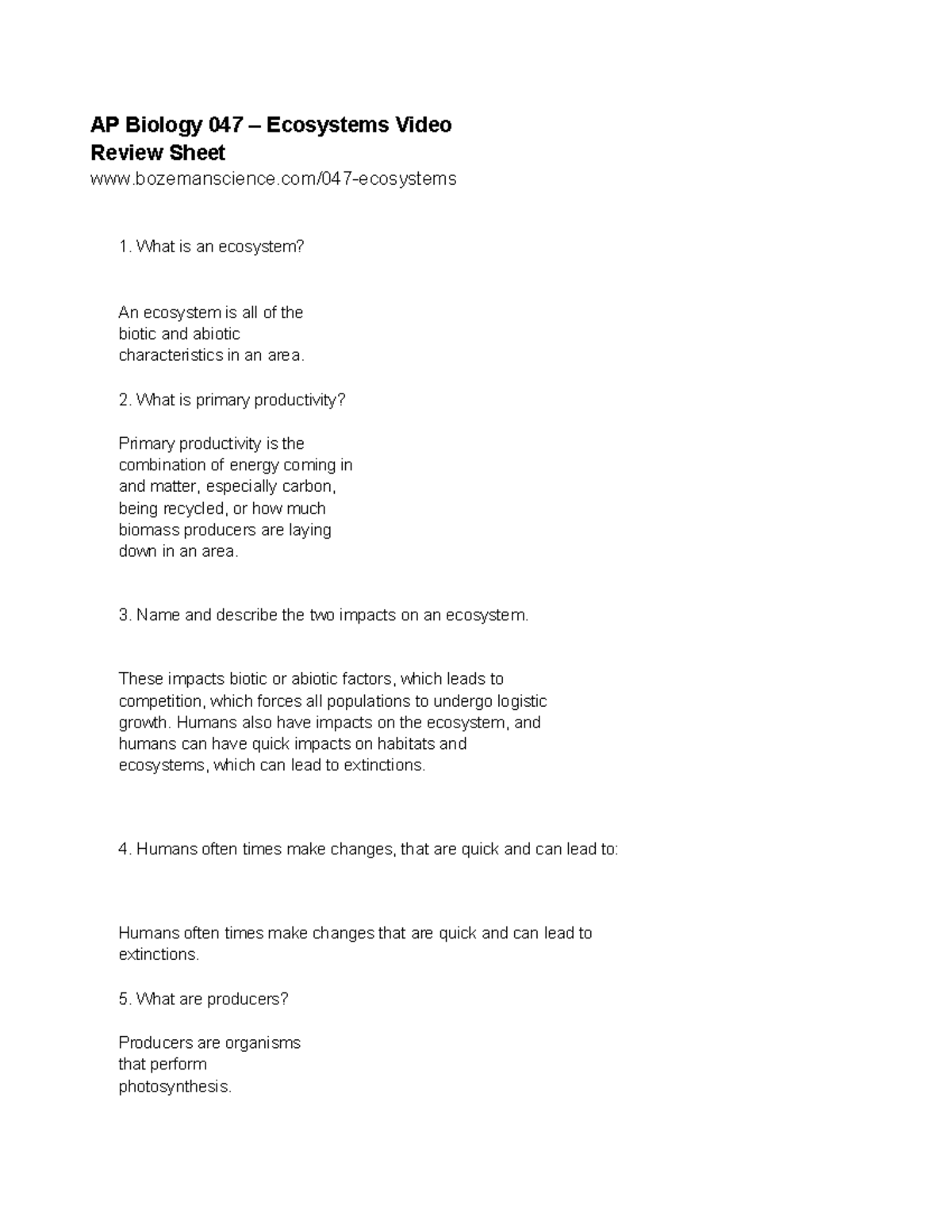 Bozeman+Ecosystems - AP Biology 047 – Ecosystems Video Review Sheet ...
