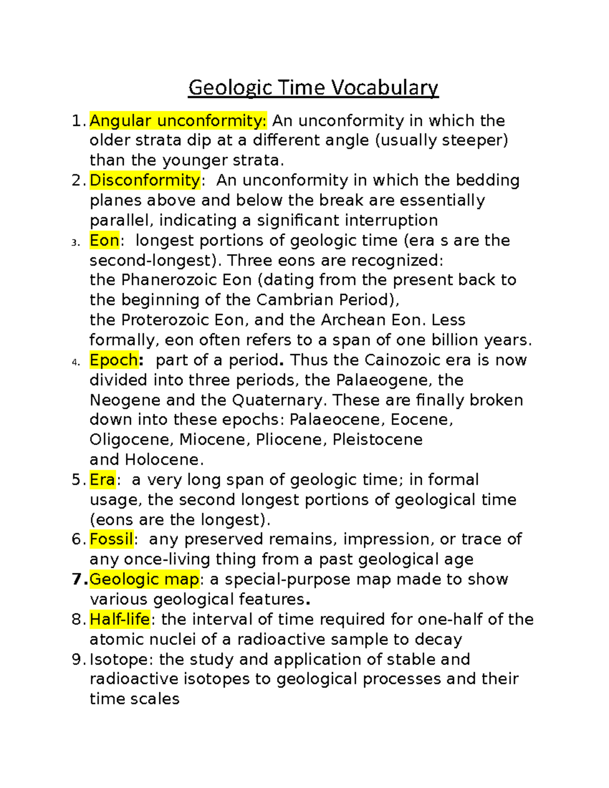 Geologic time Vocabulary - Geologic Time Vocabulary Angular ...