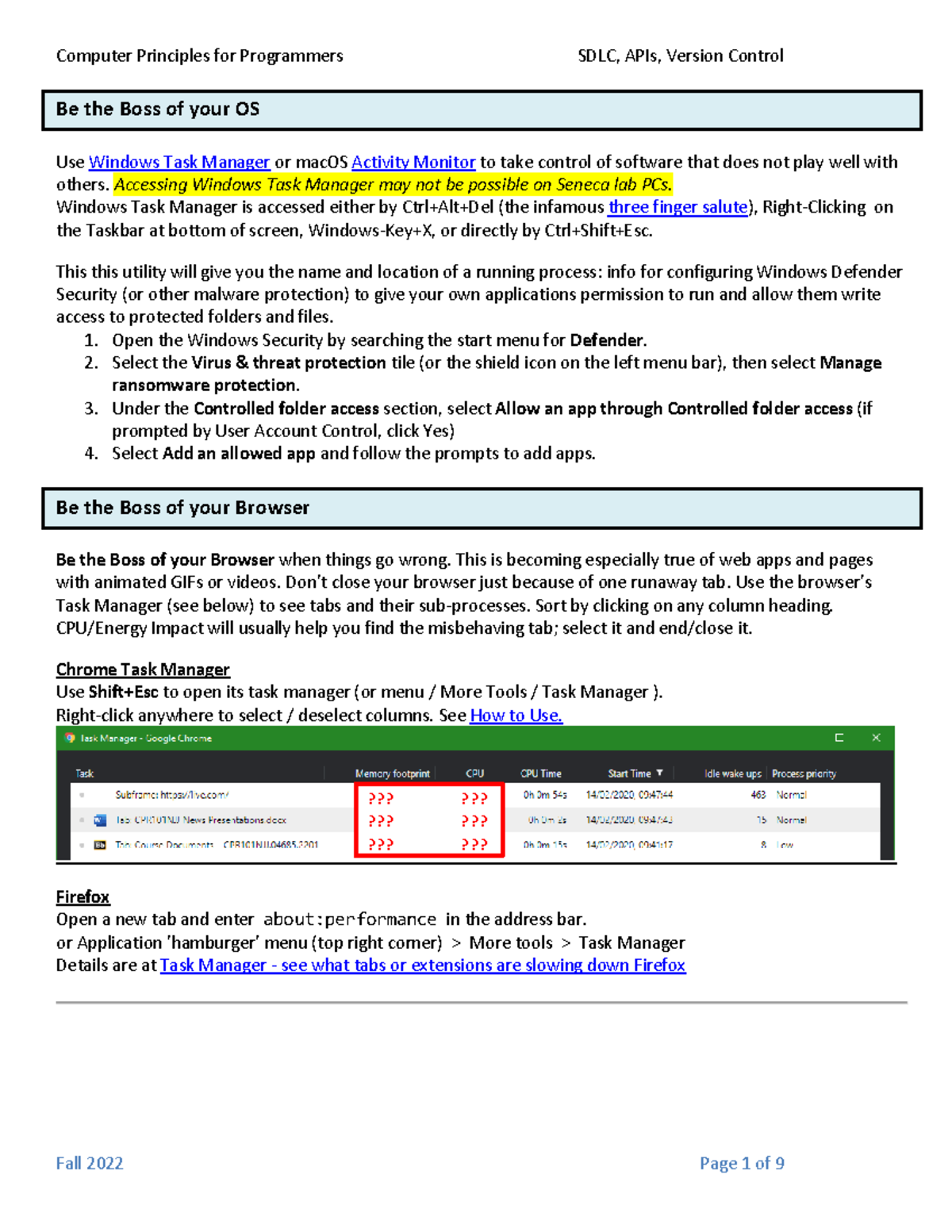 CP4P SDLC Activity Instructions - Be the Boss of your OS Use Windows Task Manager or macOS ...