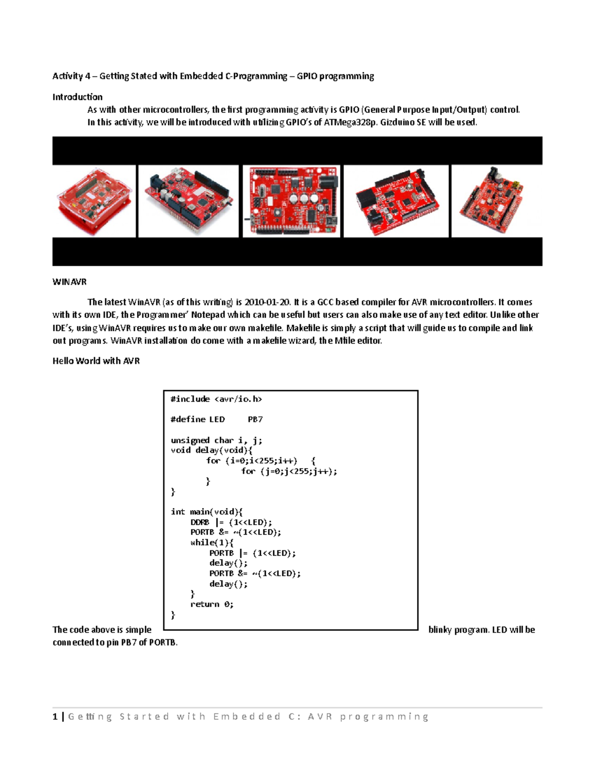 Activity 4 Getting Stated With Embedded C Programming Gpio Programming Rev Activity 4