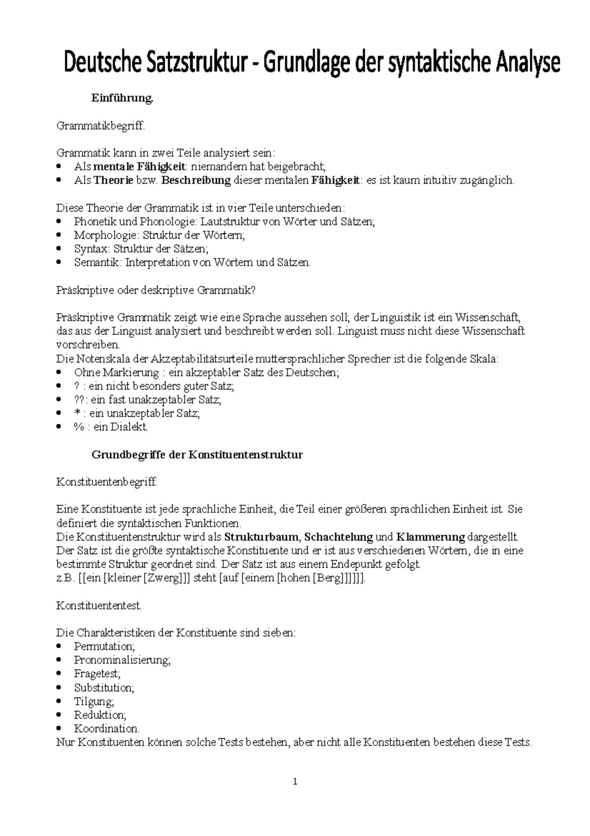 Deutsche Satzstruktur - Grundlagen der syntaktische Analyse ...