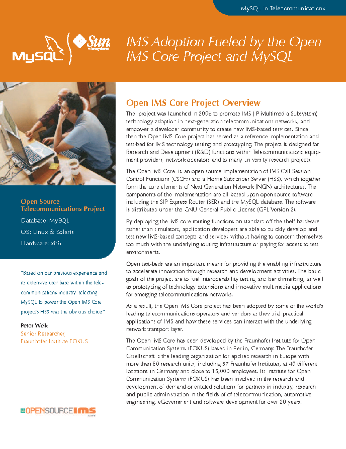 Mysql cs openims - WSDWE - Open IMS Core Project Overview The project ...