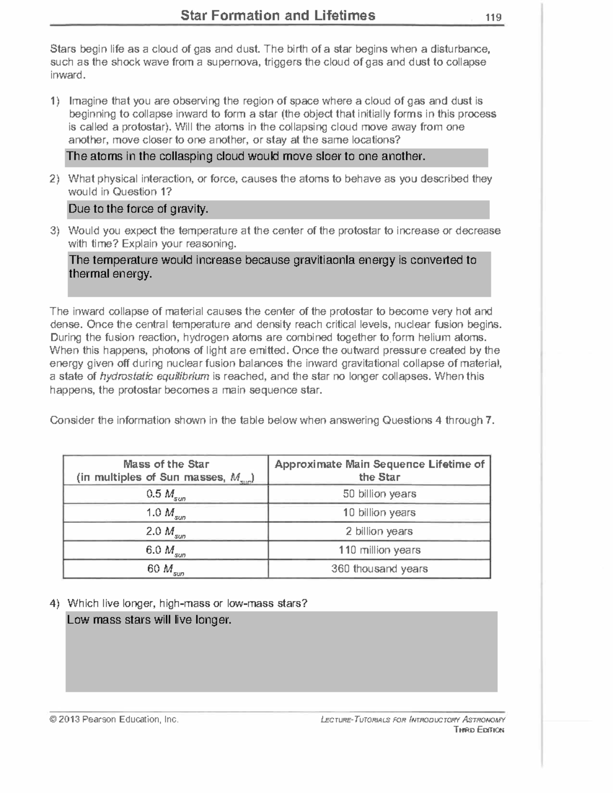 Lecture Tutorial Star Formattion and Lifietimes - Star Formation and ...