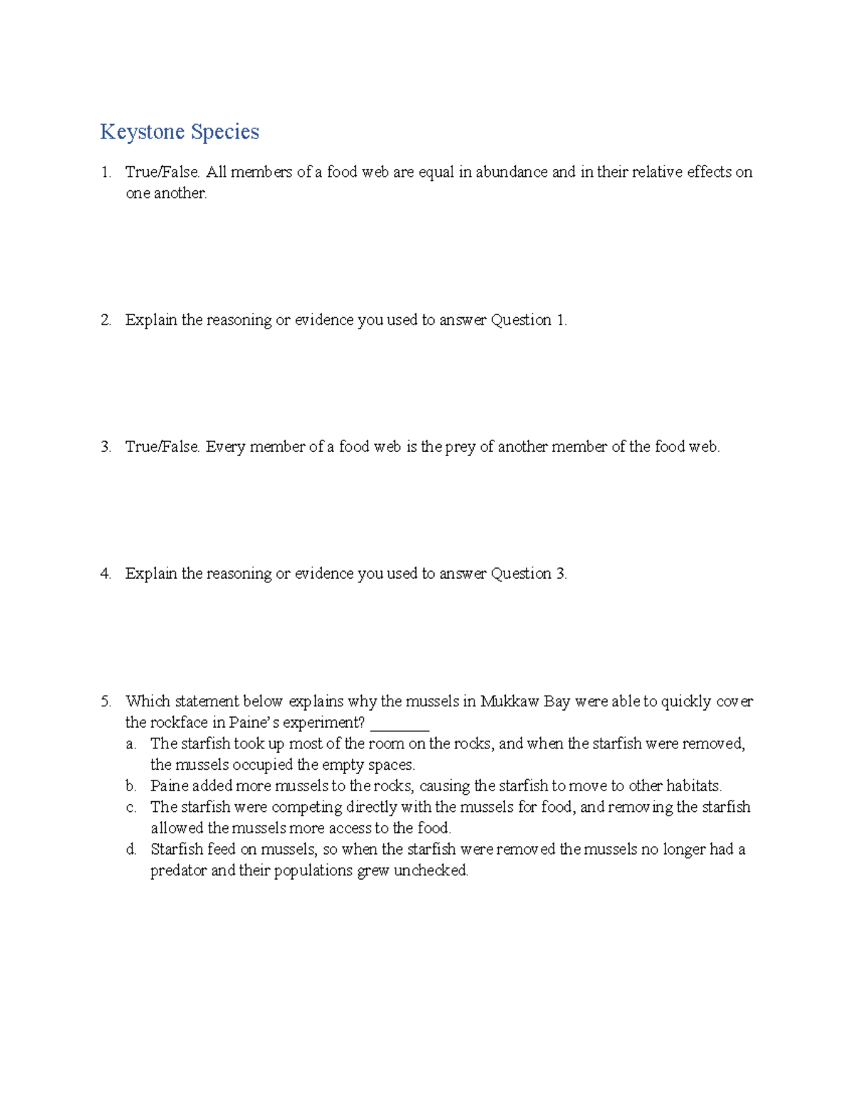 Communities and Ecosystems Part 1 Activities - Tagged - Keystone ...