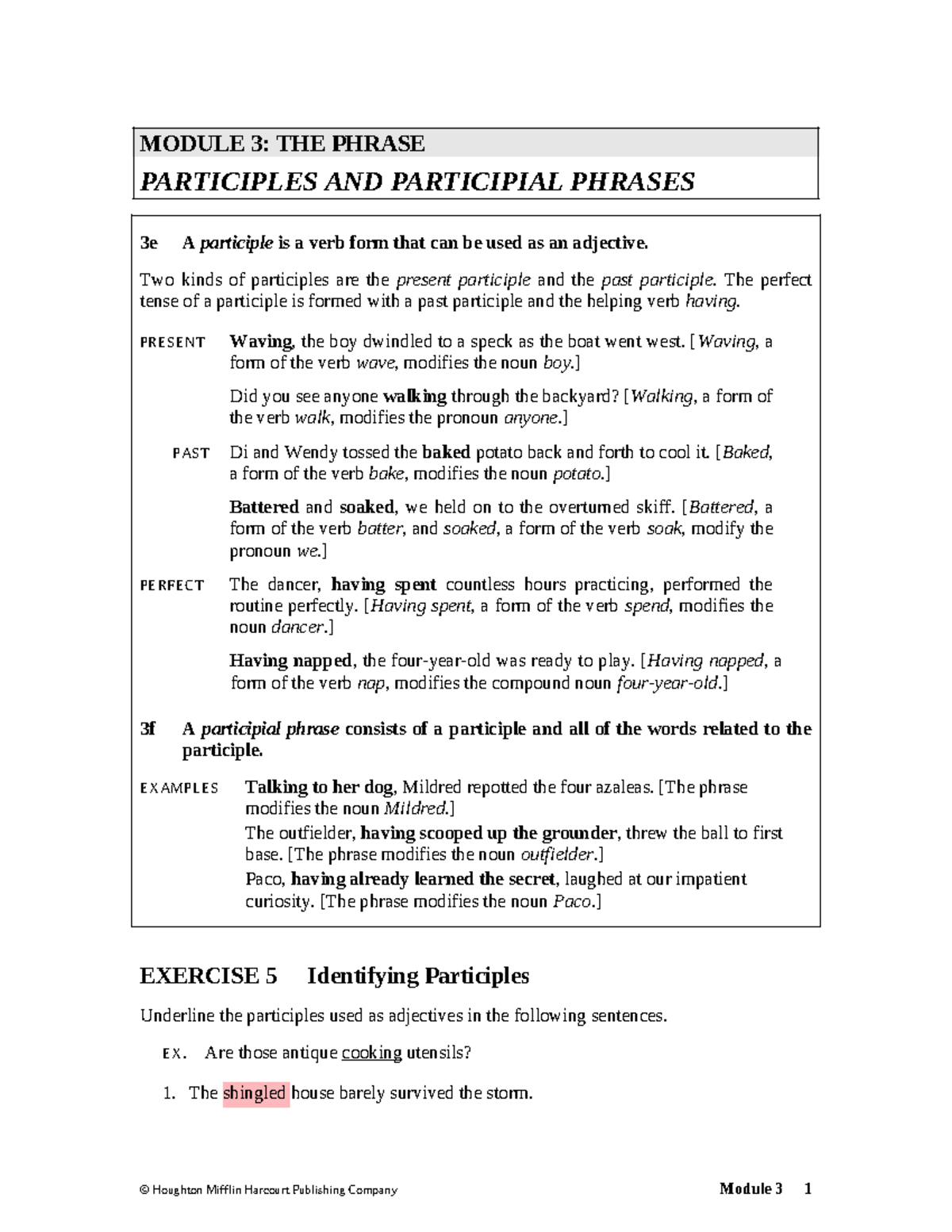12le 03 pgp particphrase - MODULE 3: THE PHRASE PARTICIPLES AND ...