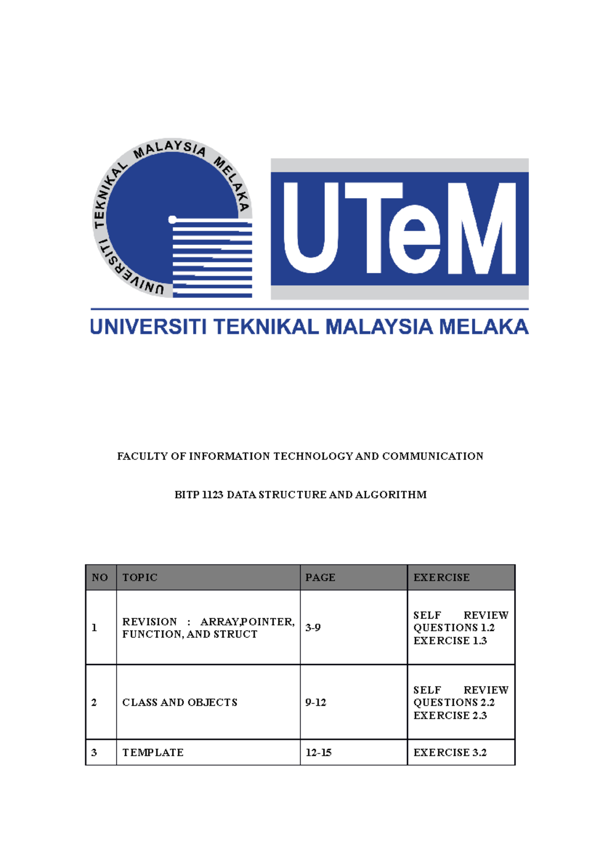 Document 1 - assessment - FACULTY OF INFORMATION TECHNOLOGY AND COMMUNICATION BITP 1123 DATA ...