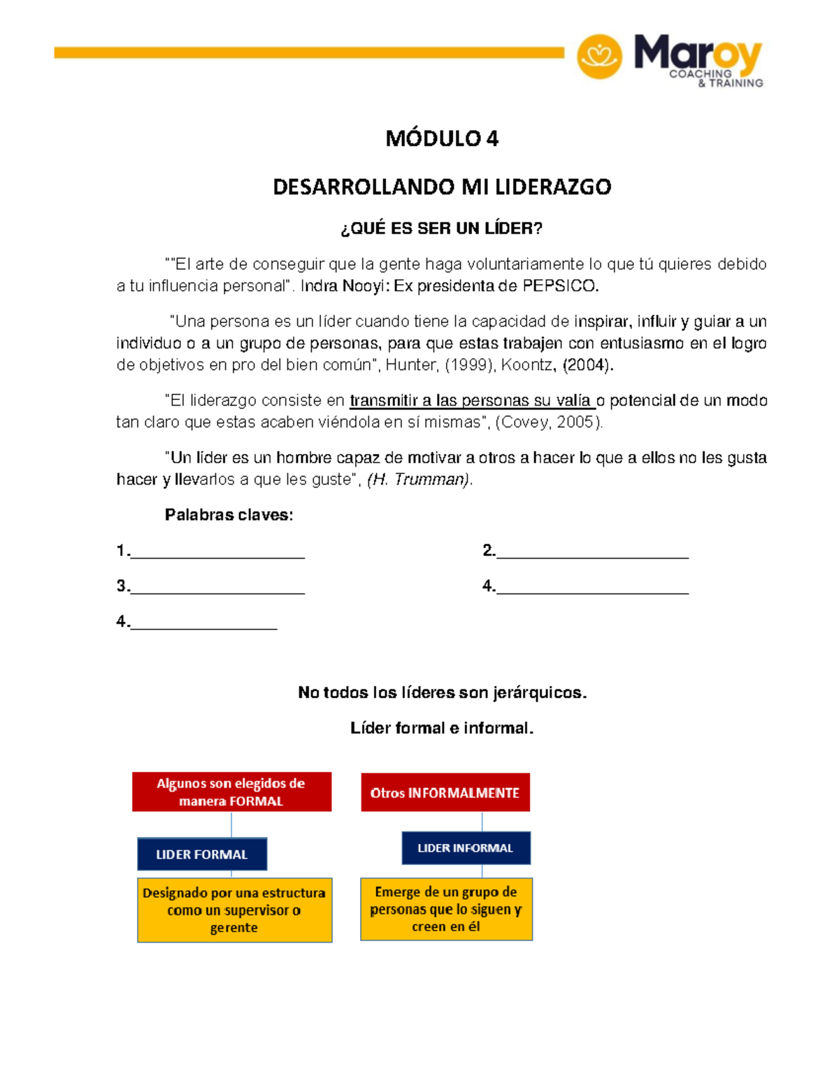 MÓDULO 4 Desarrollando MI Liderazgo - M”DULO 4 DESARROLLANDO MI LIDERAZGO ¿QUÉ ES SER UN LÍDER ...