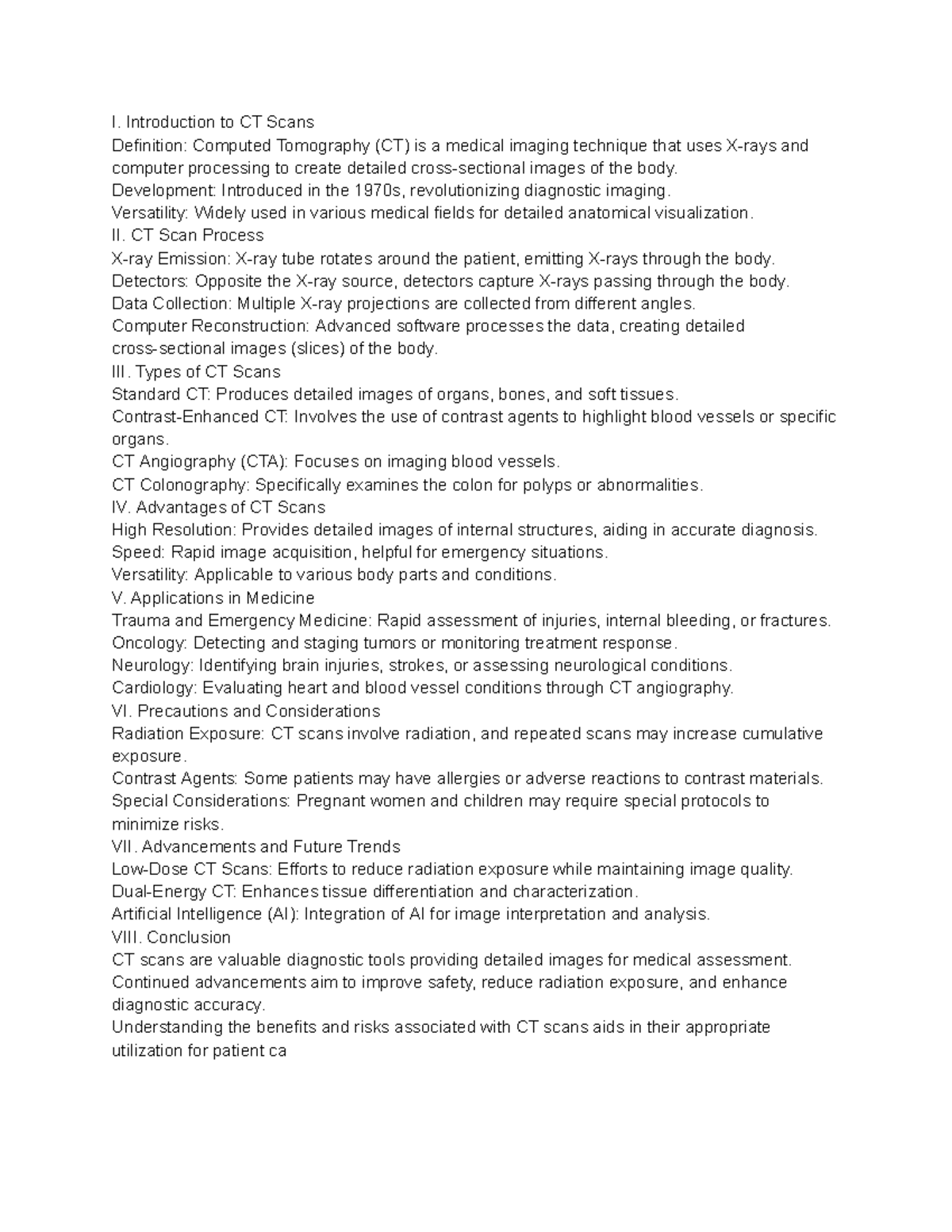 Affirmative Side -5 - dfkfvmwe;mf - I. Introduction to CT Scans ...