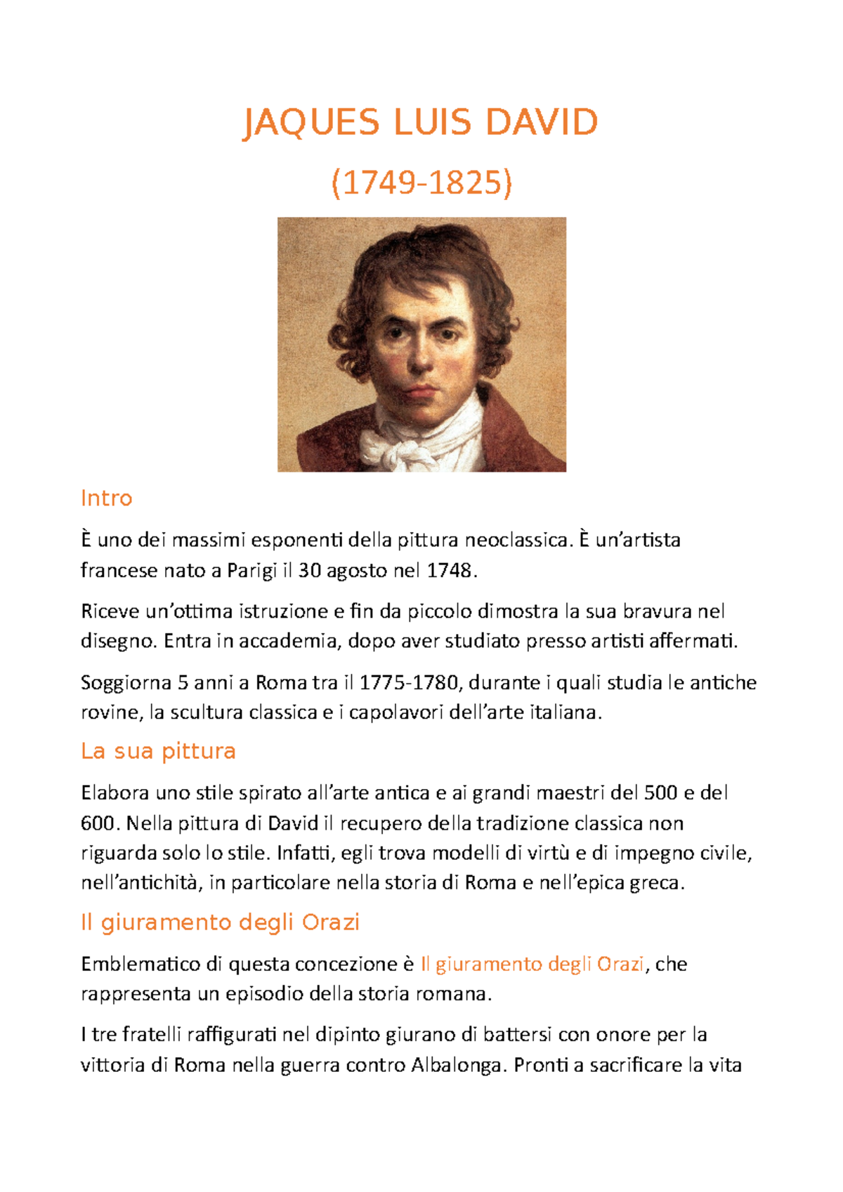 Jacques- Louis David - JAQUES LUIS DAVID (1749-1825) Intro È uno dei ...