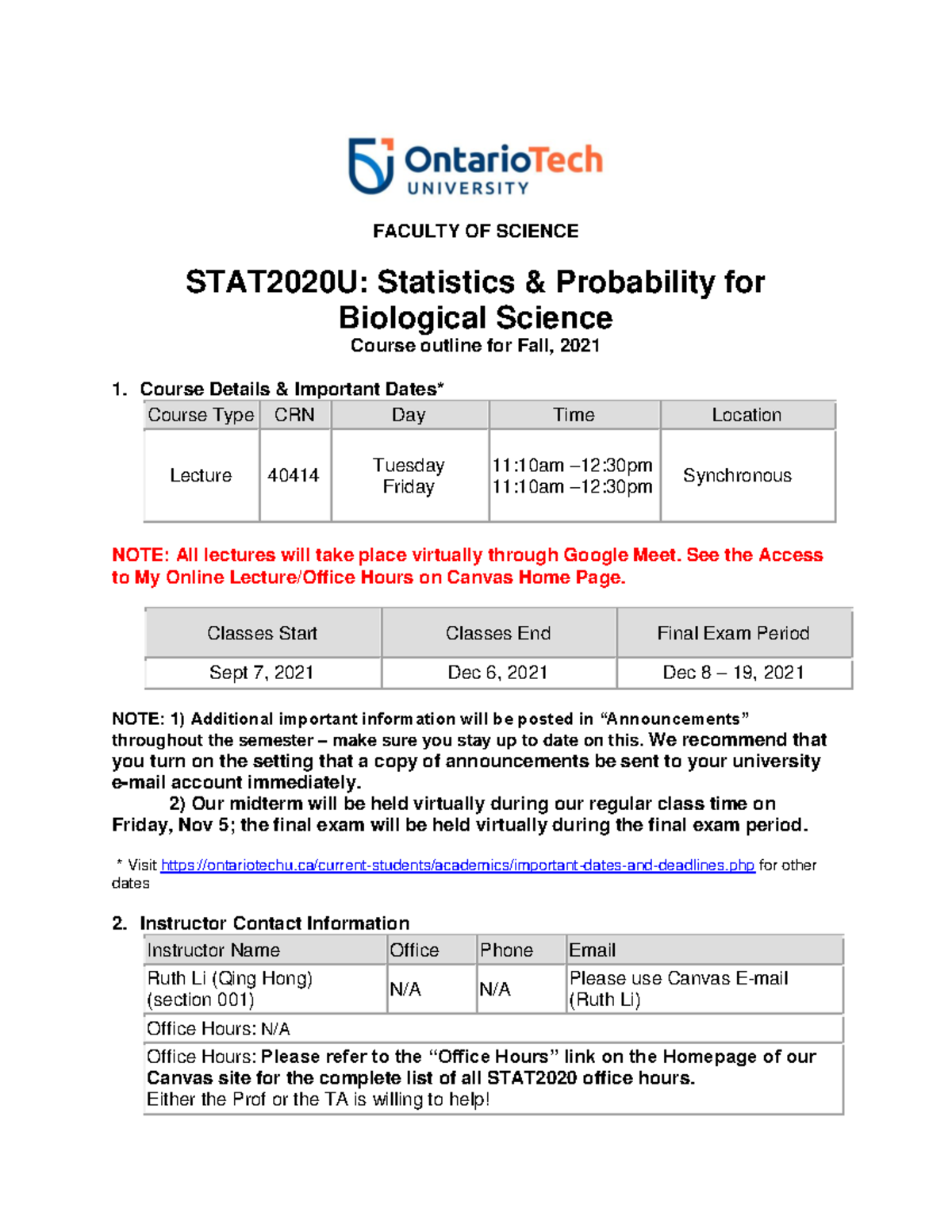 Syllabus Stat 2020-2 - mand info - FACULTY OF SCIENCE STAT2020U: Statistics & Probability for ...