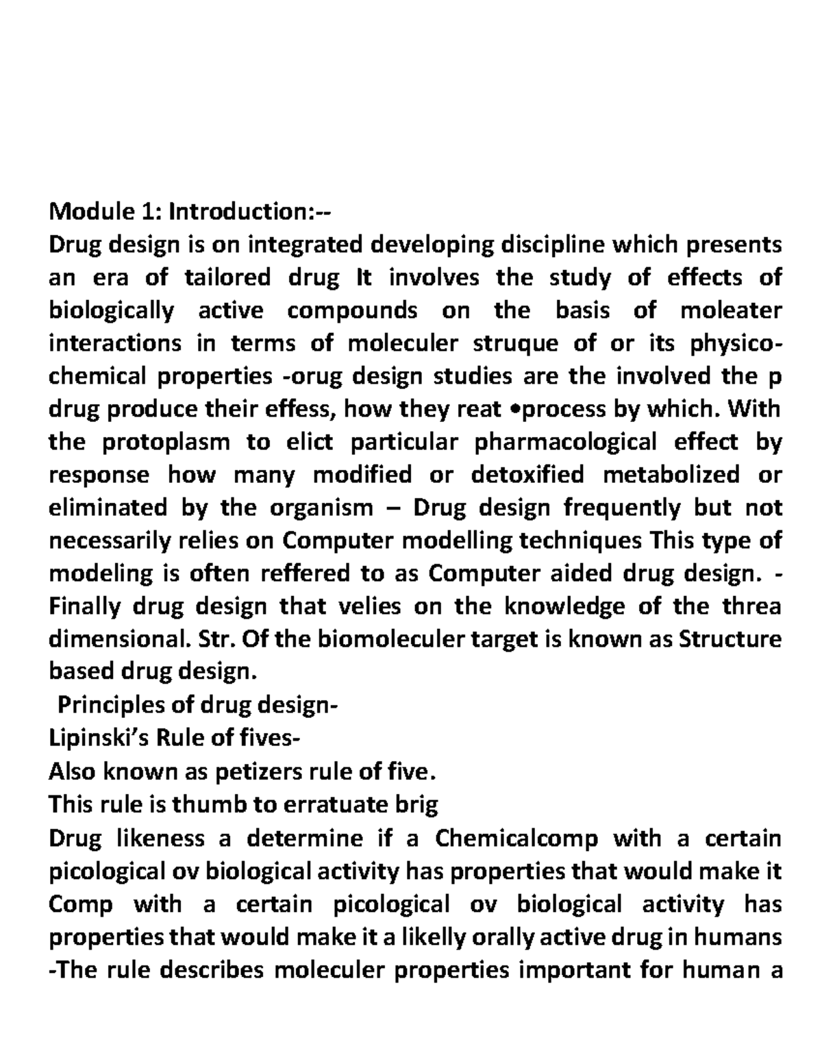 Borade 2022 - Kkk - Module 1: Introduction:- Drug design is on integrated developing discipline ...