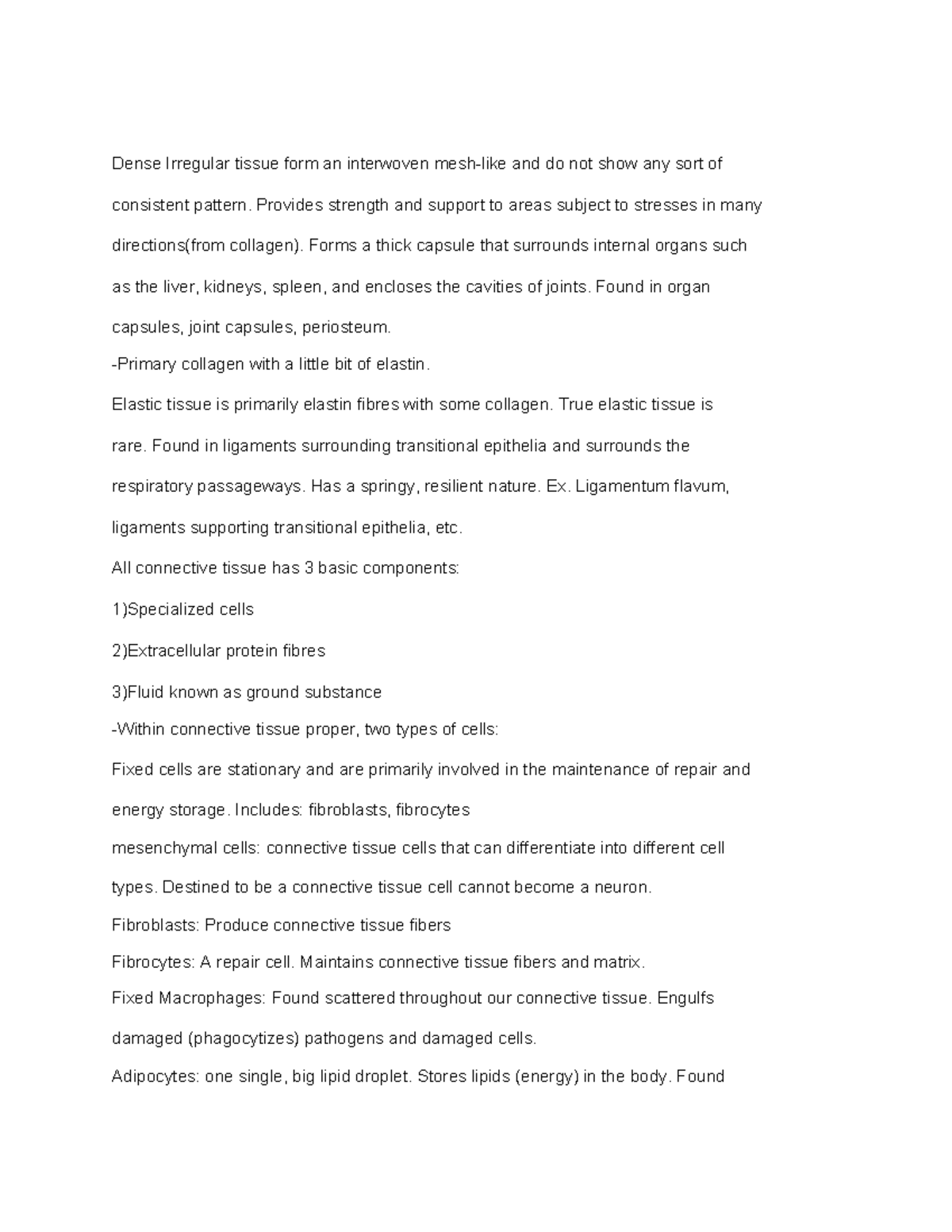 Untitled document - First Lecture - Dense Irregular tissue form an ...