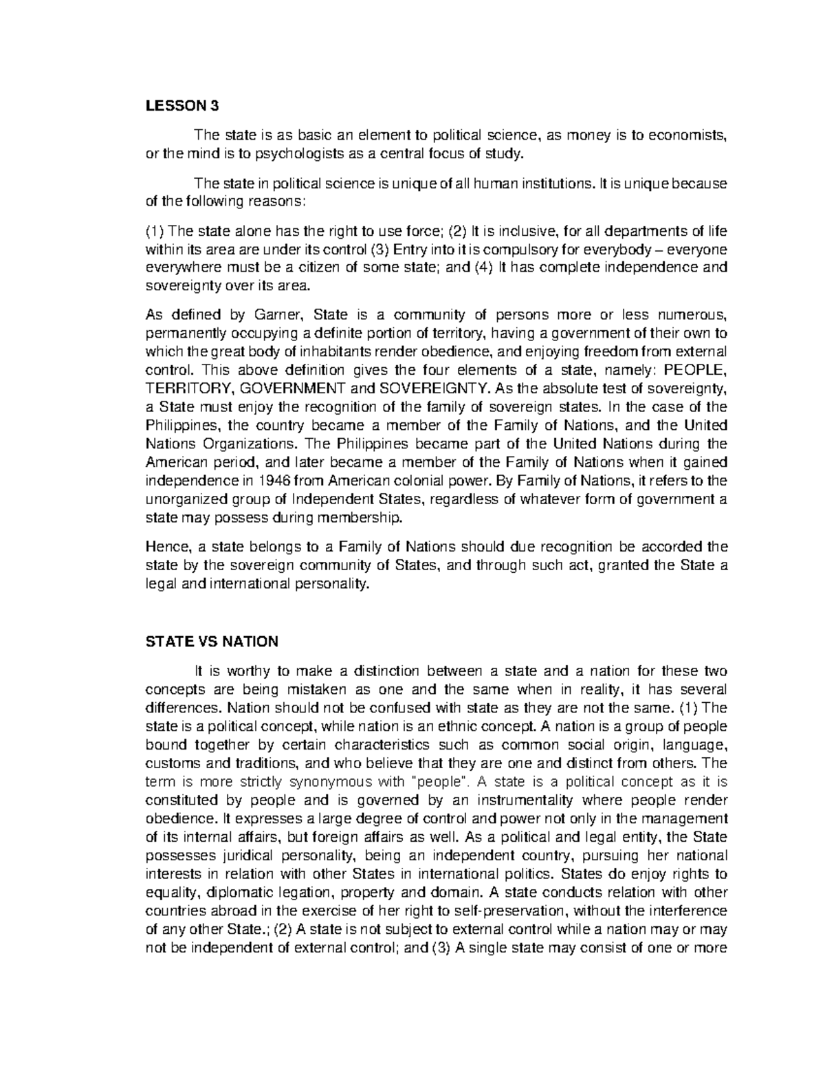 Elemets-of-State - elements of the state - LESSON 3 The state is as ...