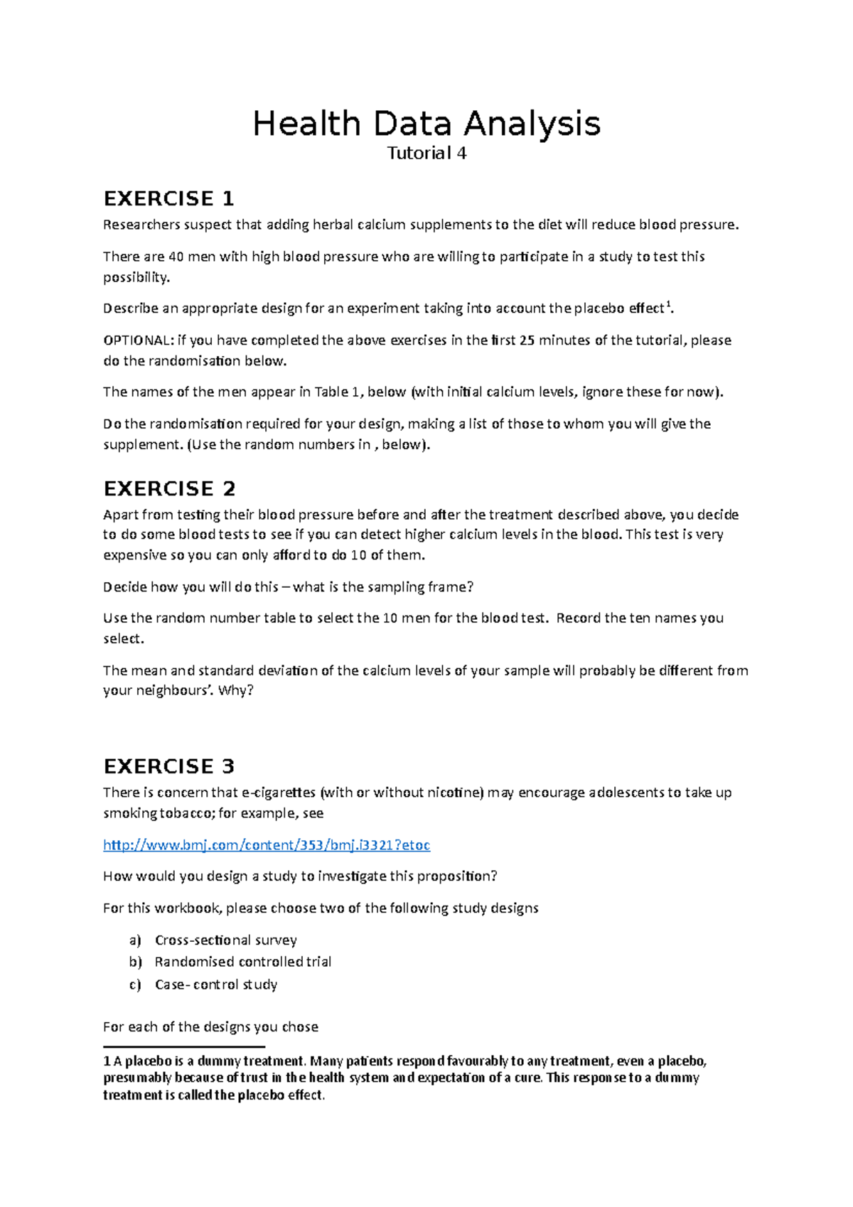PUBH2007 Week4 Tutorial Questions - Health Data Analysis Tutorial 4 ...