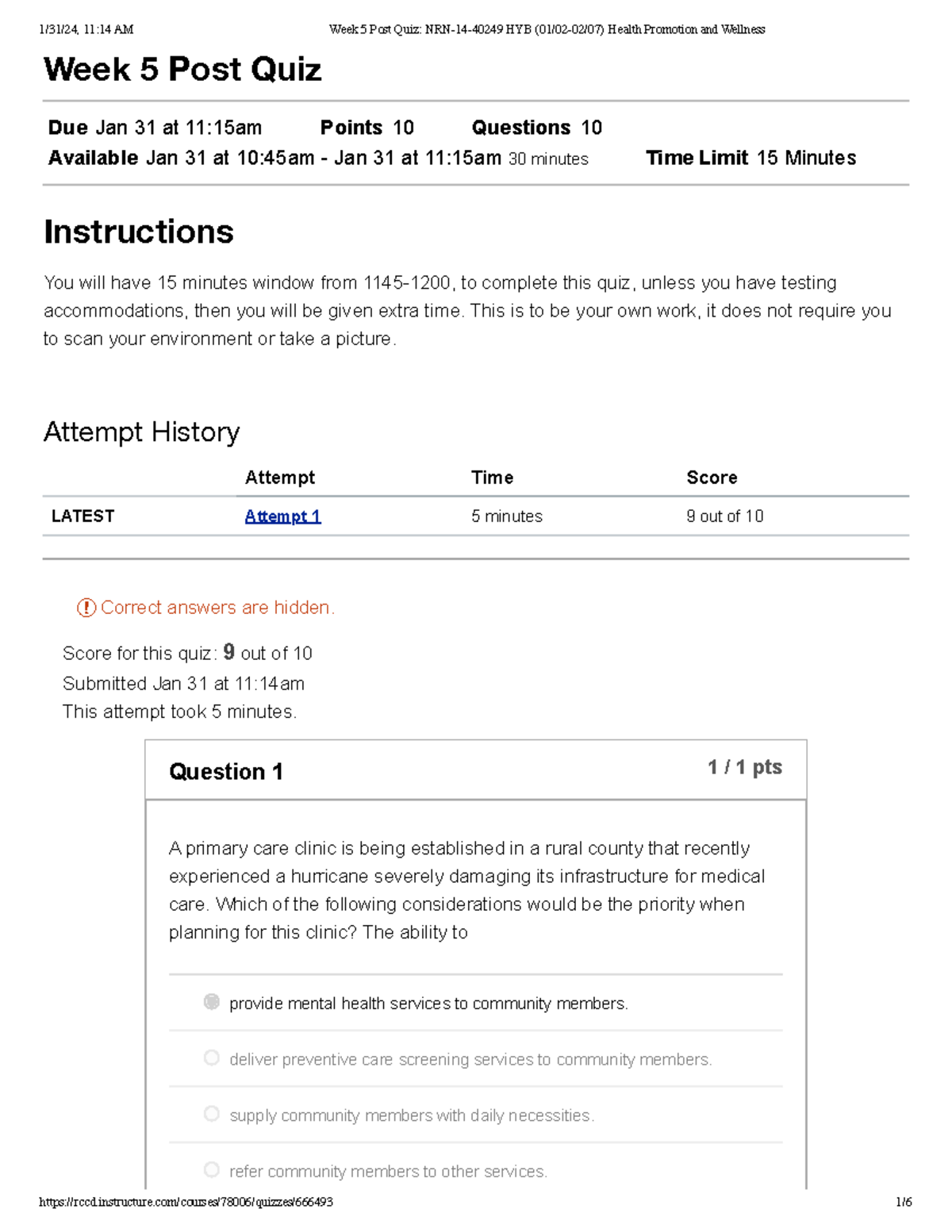 Practice for Week Five - Week 5 Post Quiz Due Jan 31 at 11:15am Points ...